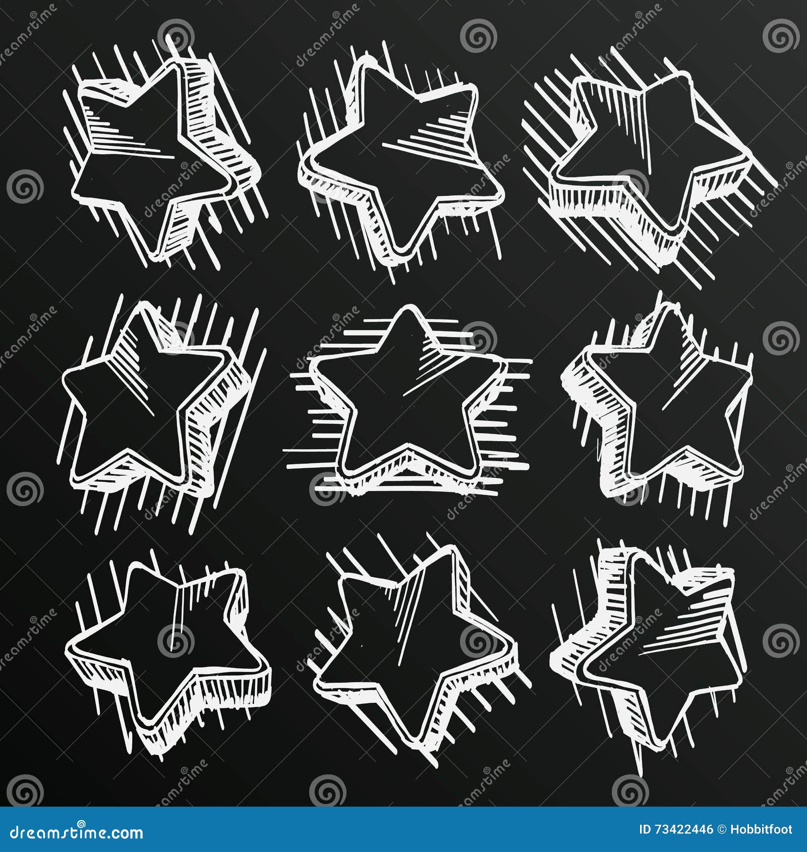 Chalkboard Sketch of Hand Drawn Star Set, Template Design Element ...