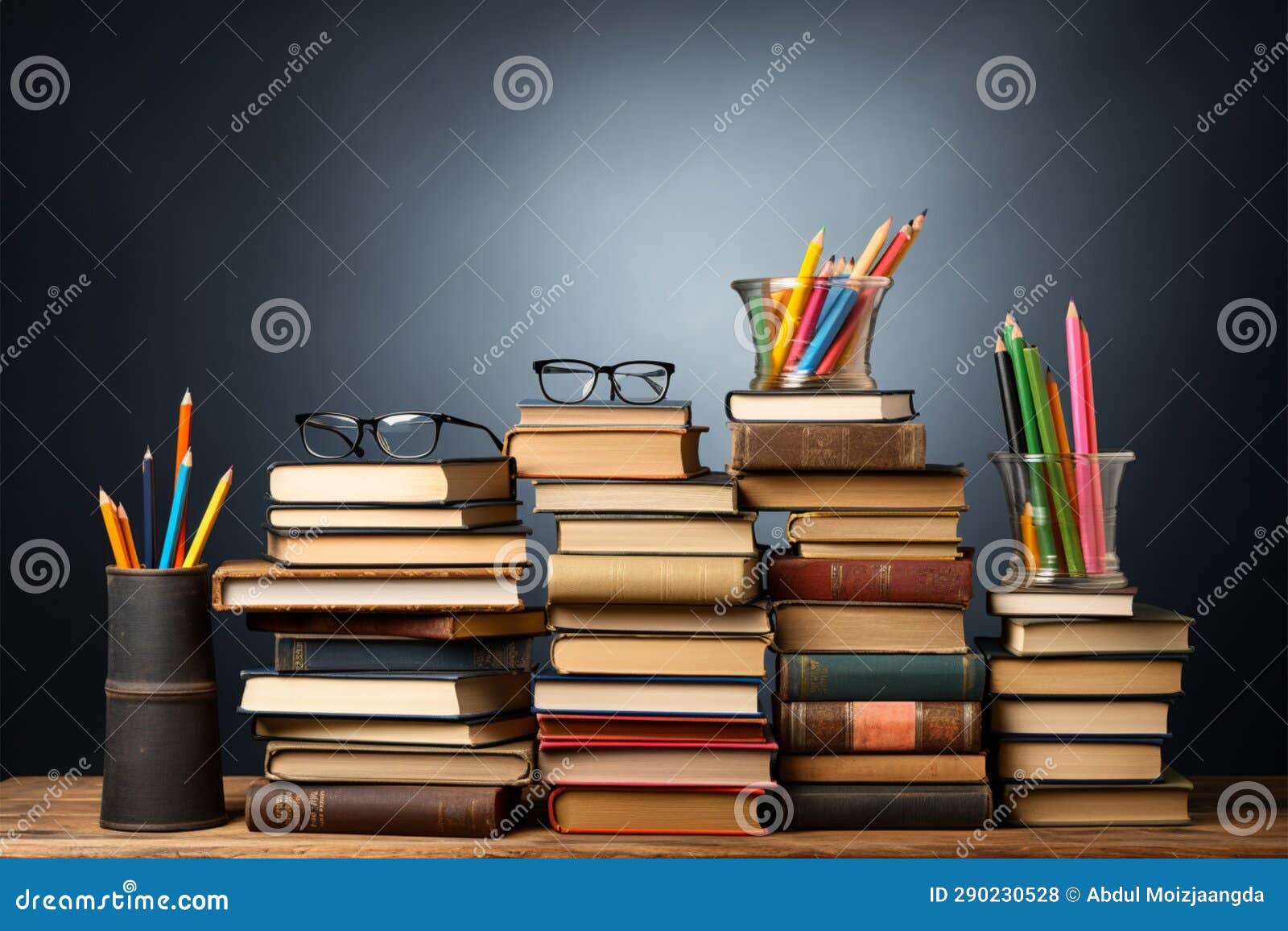 Chalkboard with a Stack of Books, a Learning Tool Stock Illustration ...