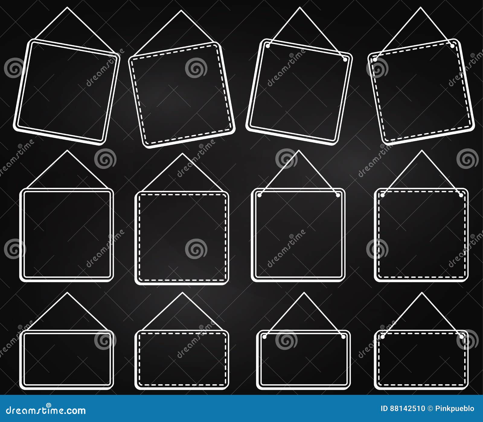 Chalkboard Style Hanging Frames Or Hanging Signs Vector Illustration ...