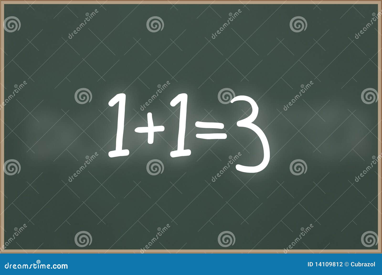 Chalkboard with text 1+1=3 stock illustration. Illustration of notice ...