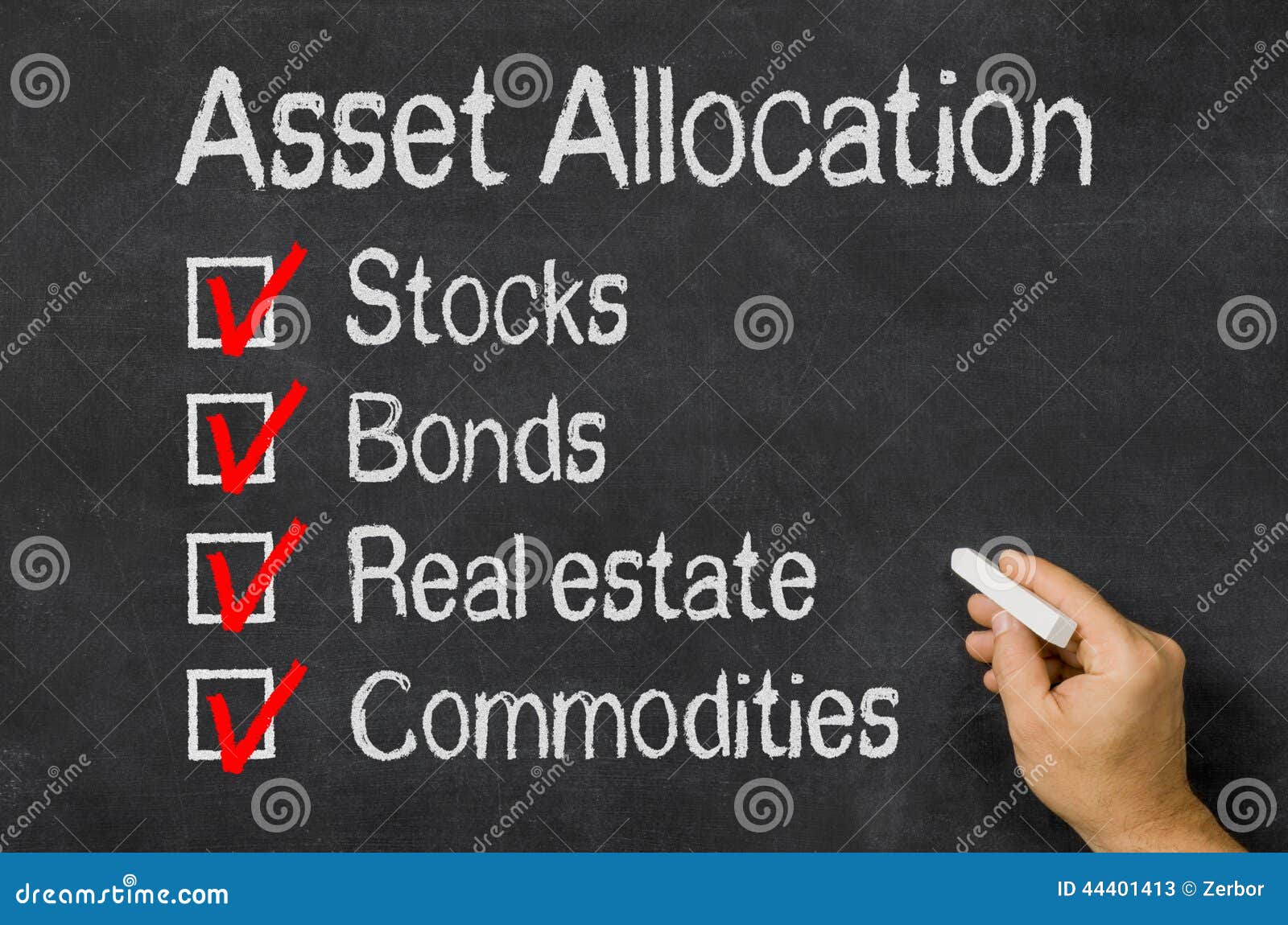 Chalkboard with the Text Asset Allocation Stock Illustration ...