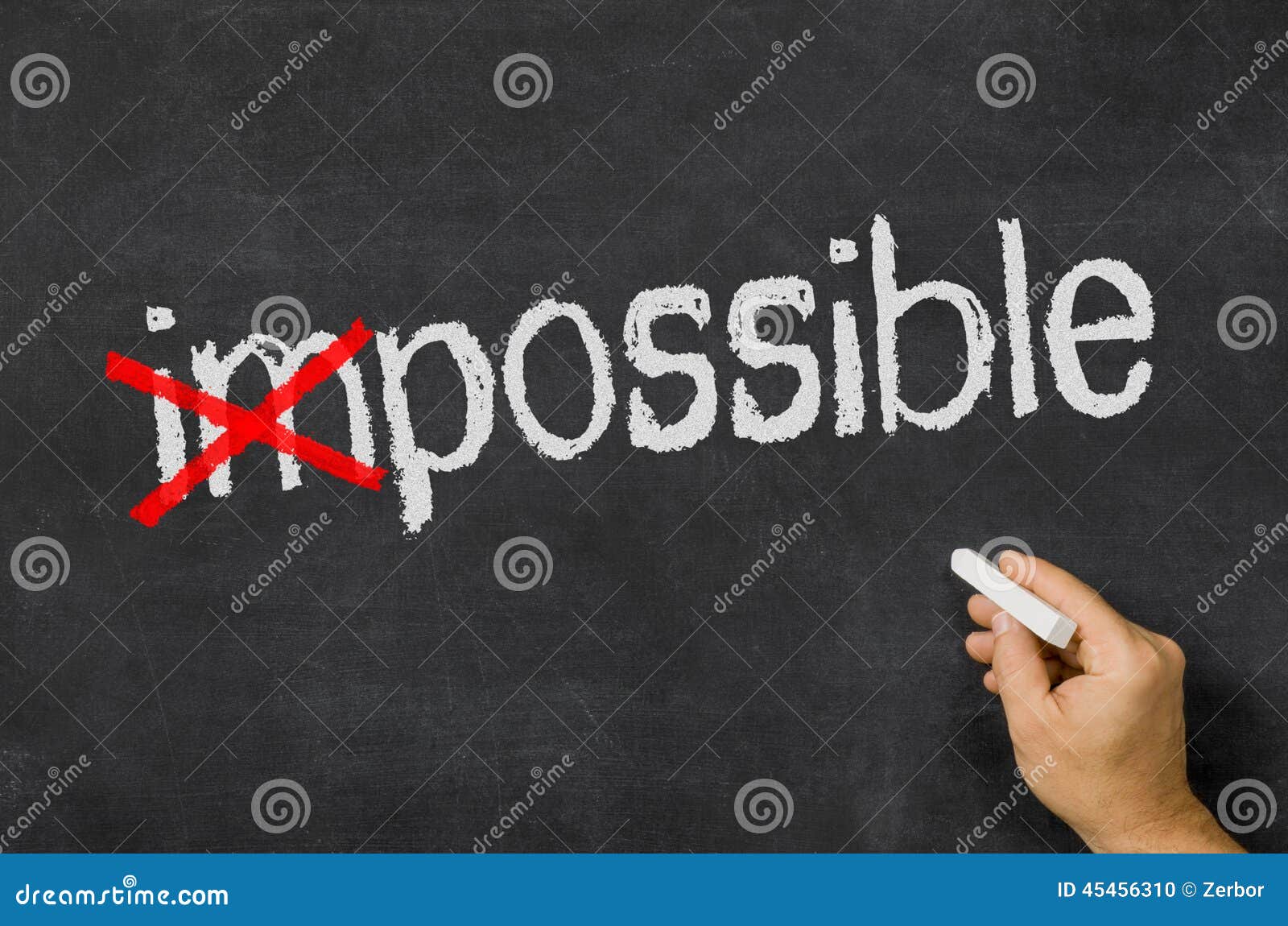 Chalkboard with the Text Impossible Stock Photo - Image of optimistic ...