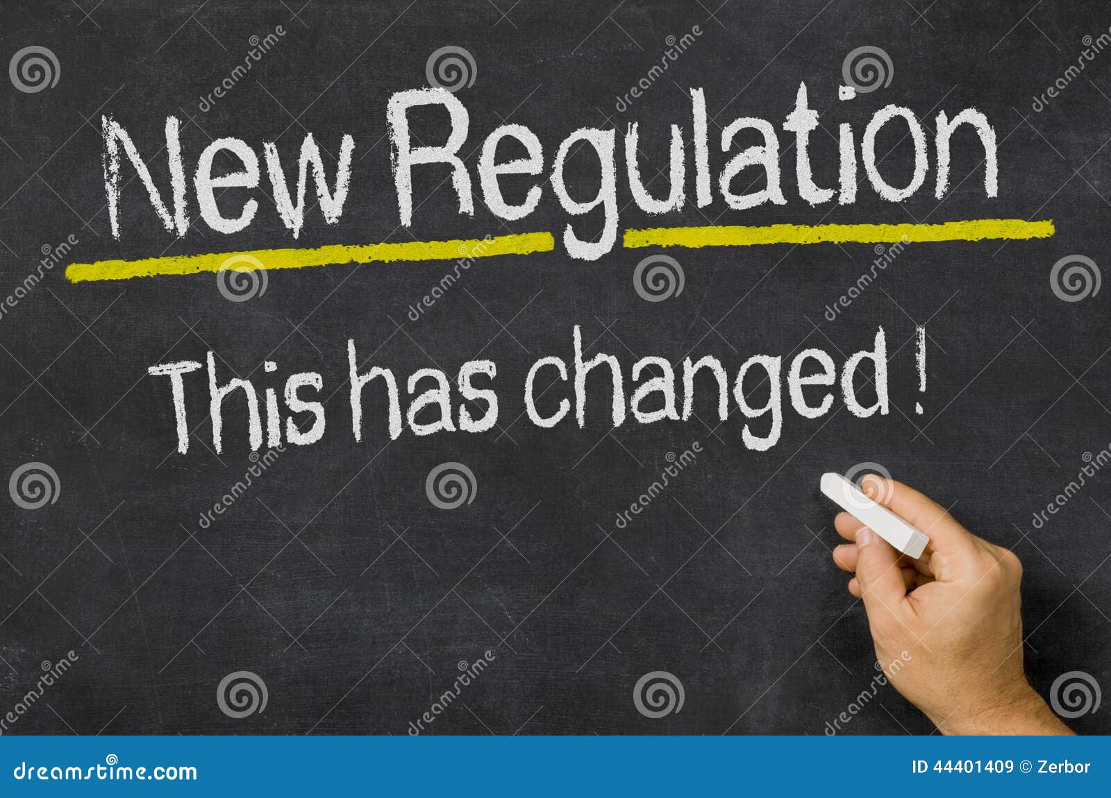 Chalkboard with the Text New Regulation Stock Image - Image of ...