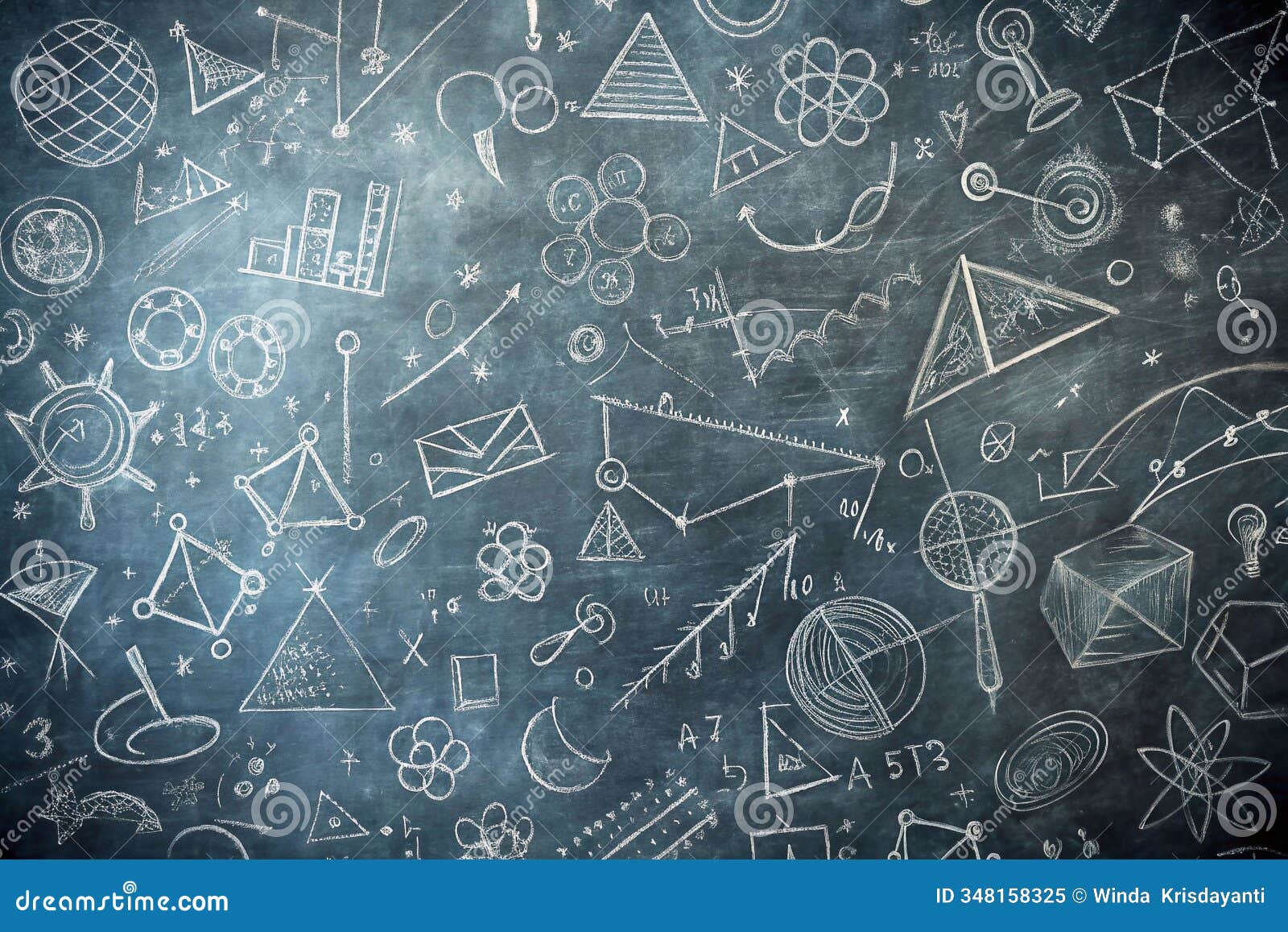 Chalkboard with Various Science and Math Symbols Stock Illustration ...
