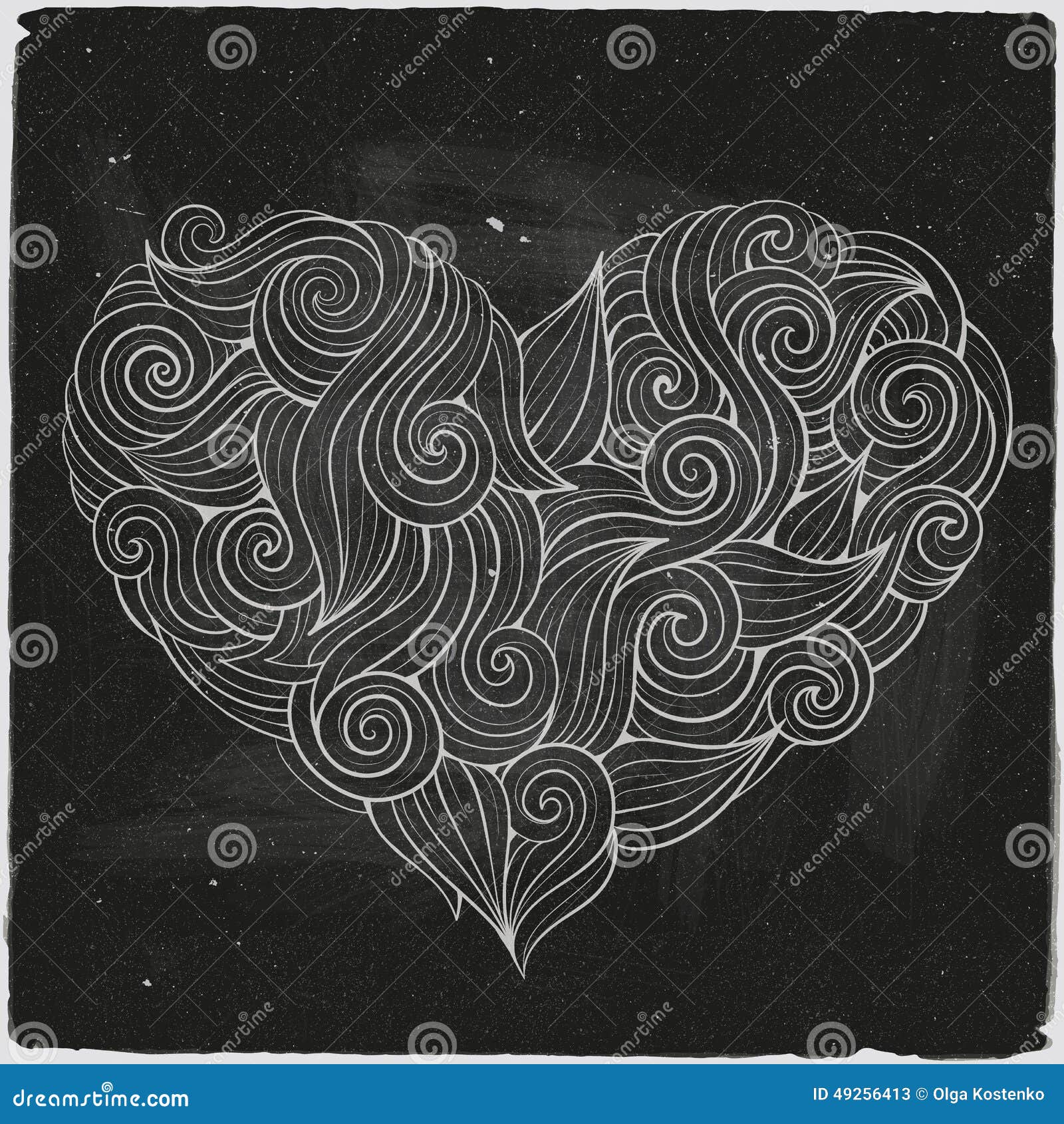 Chalkboard vector heart stock vector. Illustration of drawing - 49256413