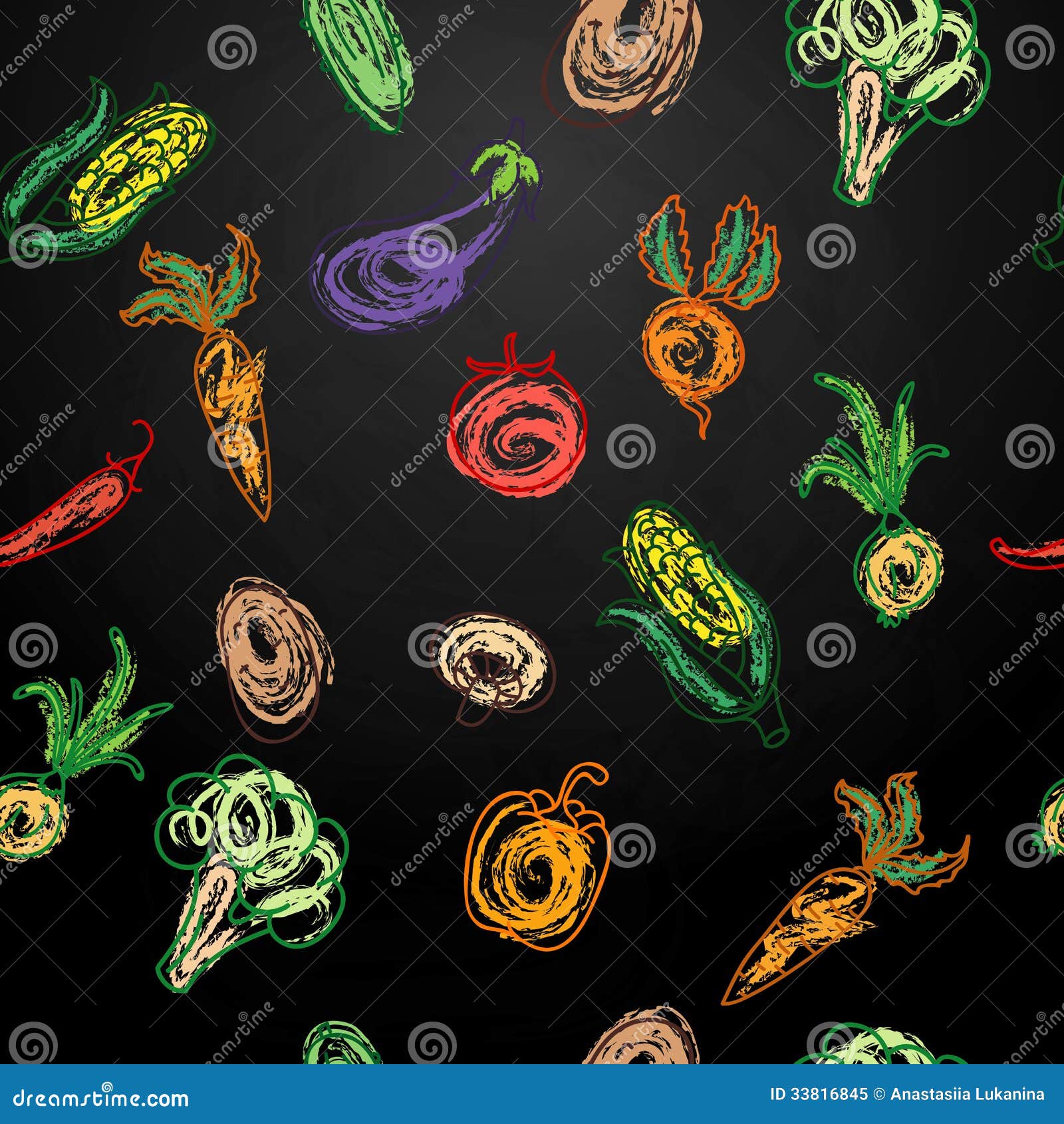Chalkboard with vegetables stock vector. Illustration of card - 33816845