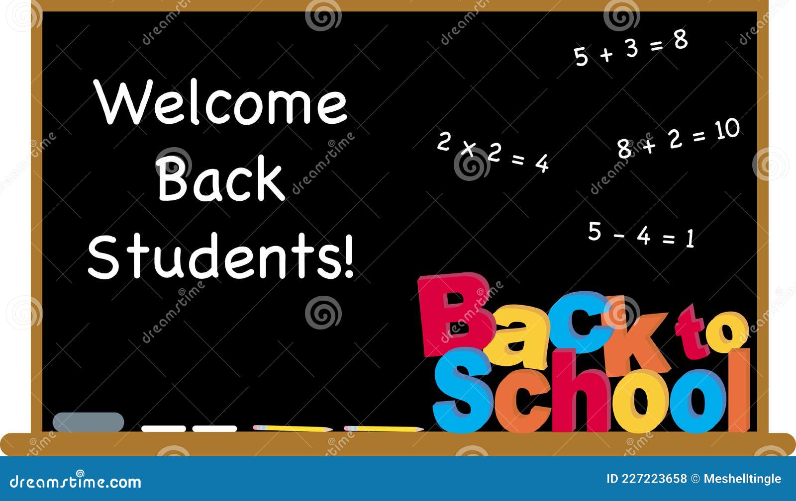Chalkboard With Welcome Back To School Message Cartoon Vector ...