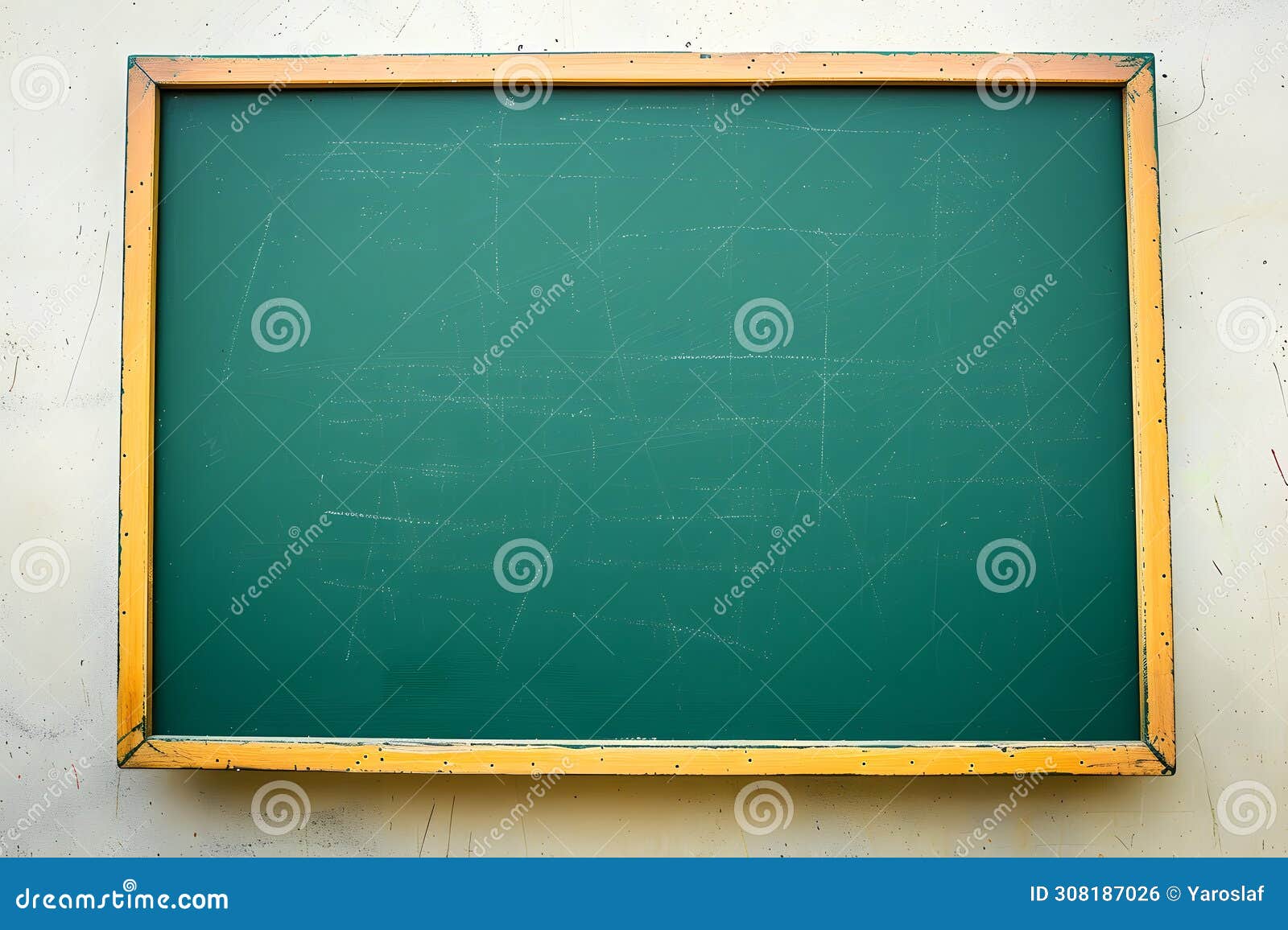 Chalkboard with Wooden Frame Hangs on Wall in Classroom Stock Photo ...