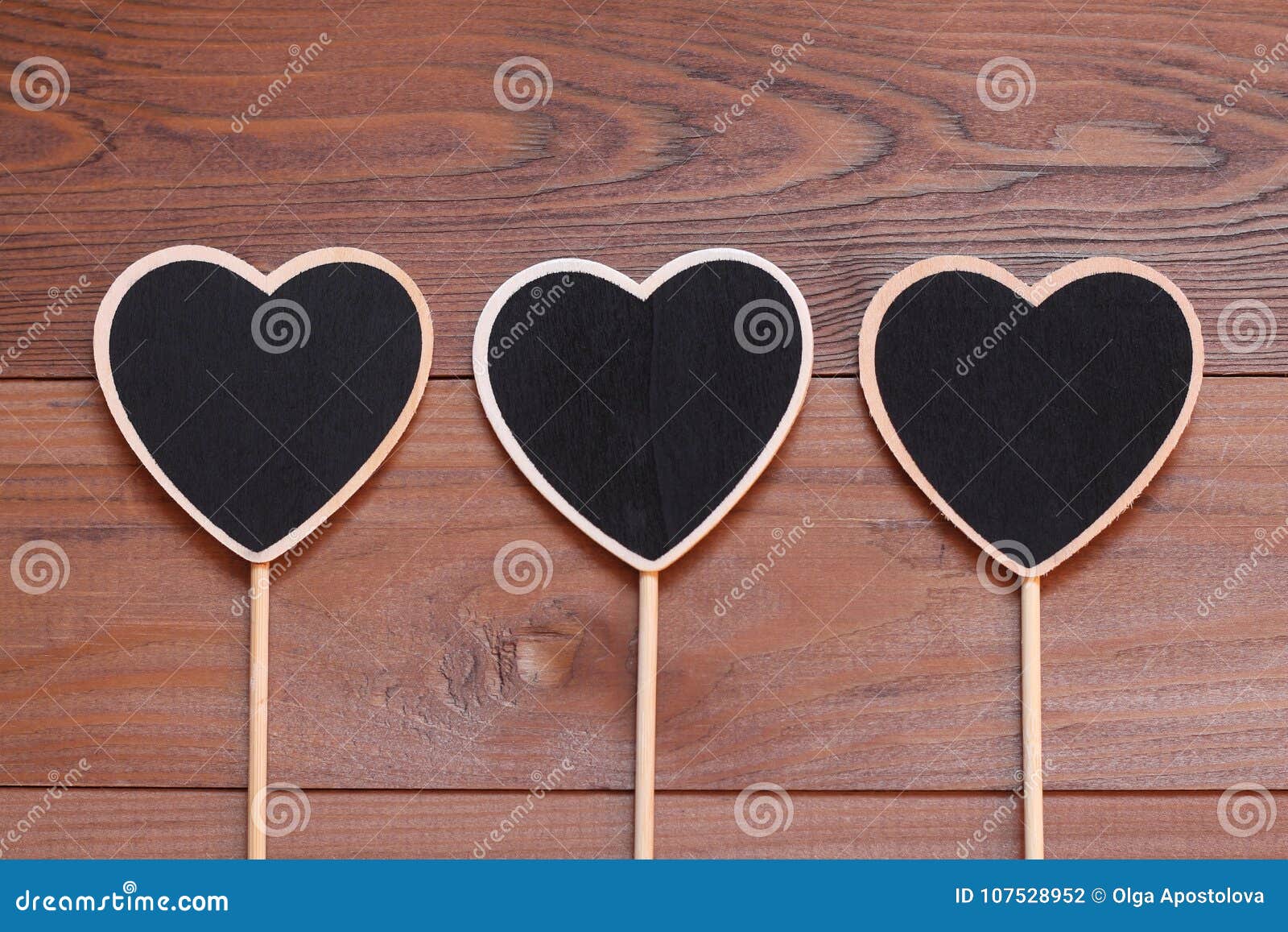 Chalkboard Wooden Hearts on a Long Stick for the Text Stock Photo ...
