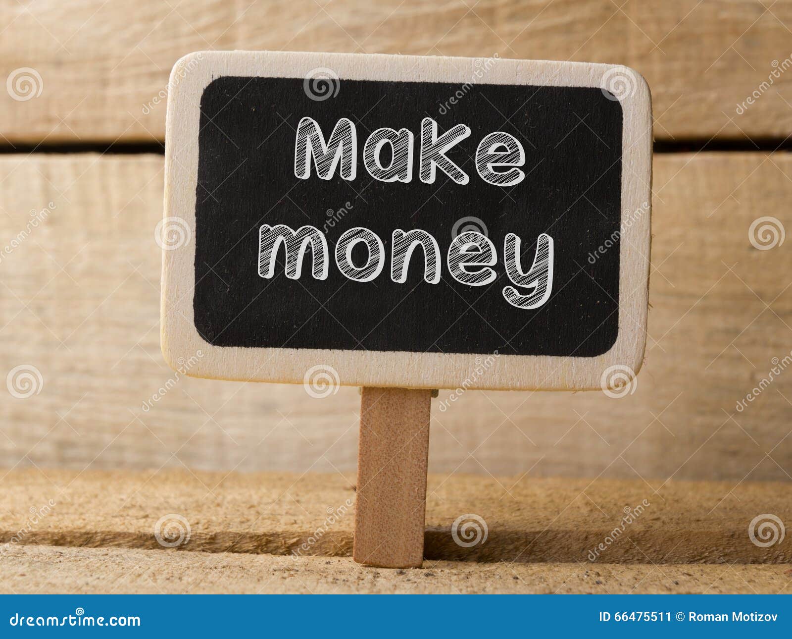 Chalkboard with Word Make Money on Wood Background Stock Image - Image ...