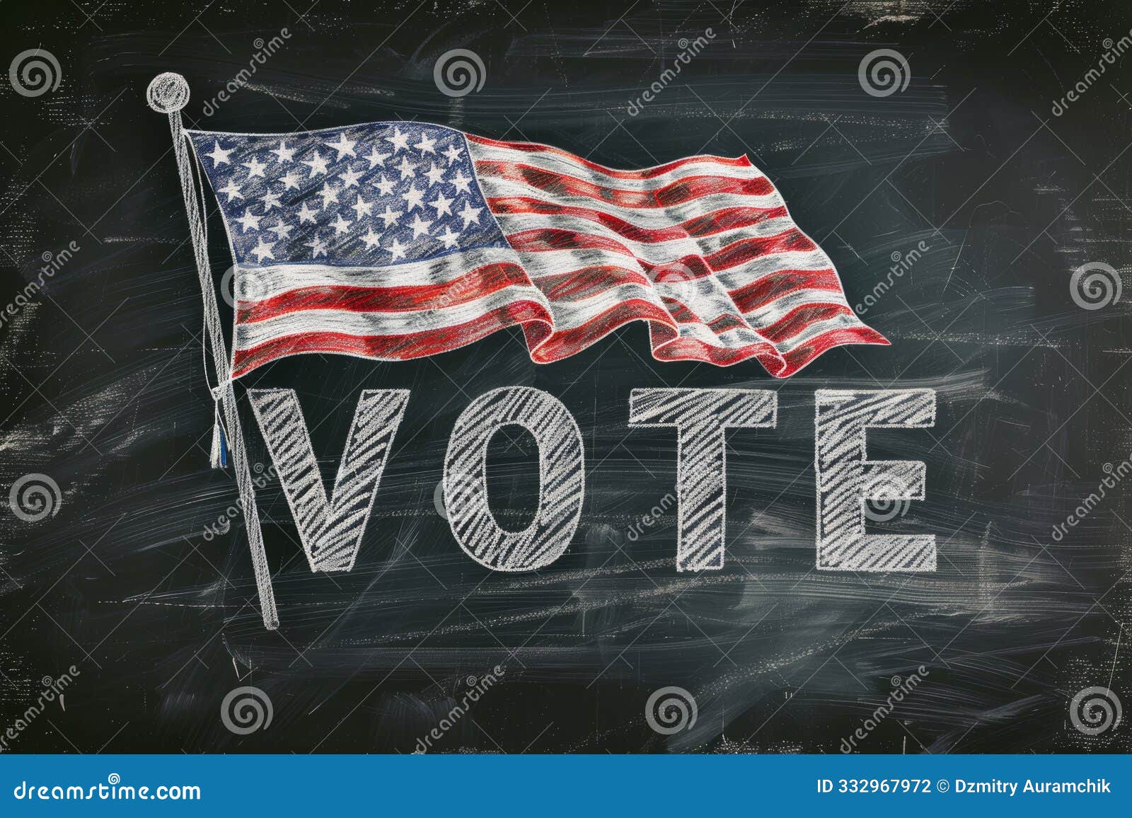 A Chalkboard with the Word VOTE with the American Flag. Vote in the ...