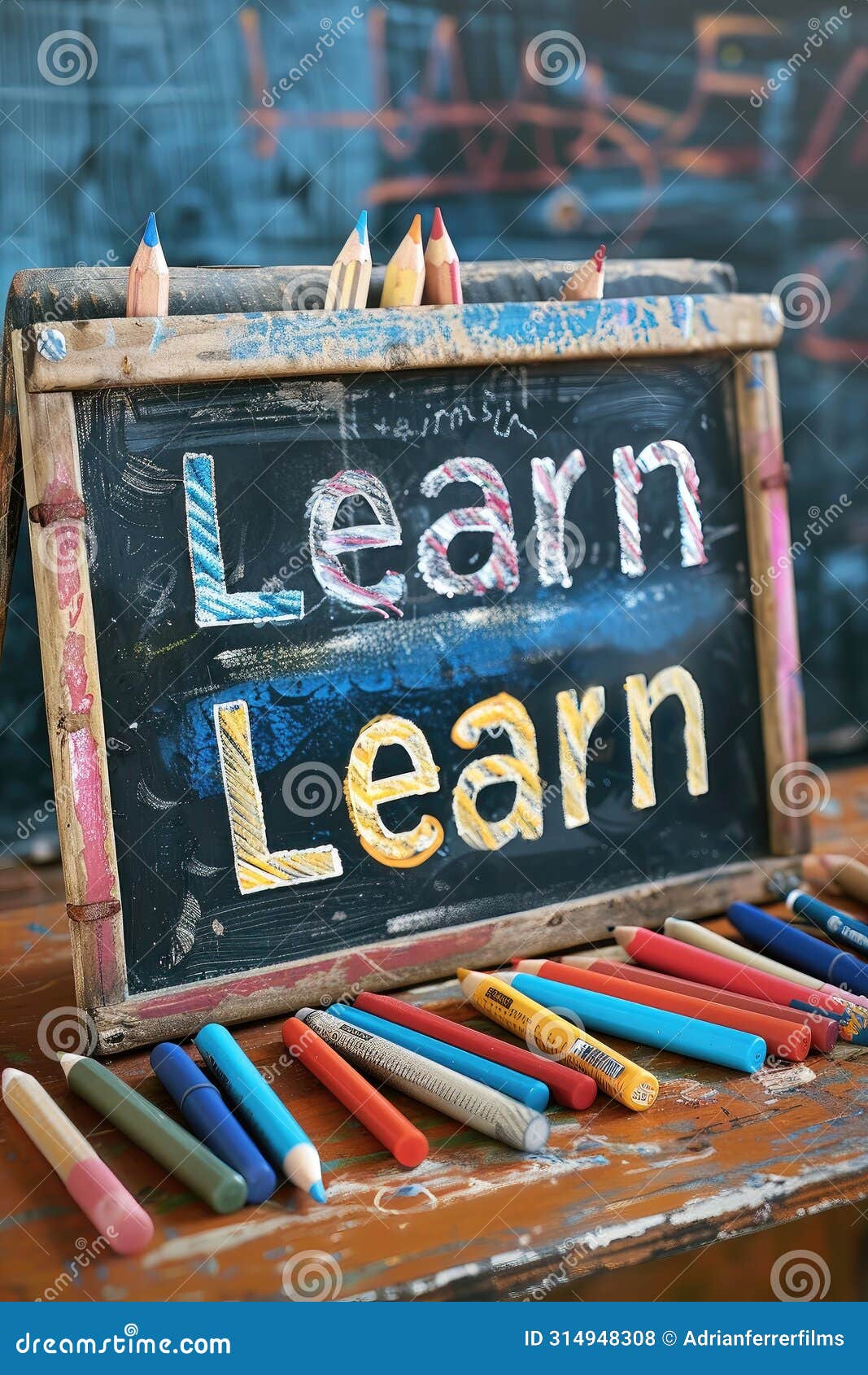 A Chalkboard with the Words "learn" Written on it Stock Photo - Image ...