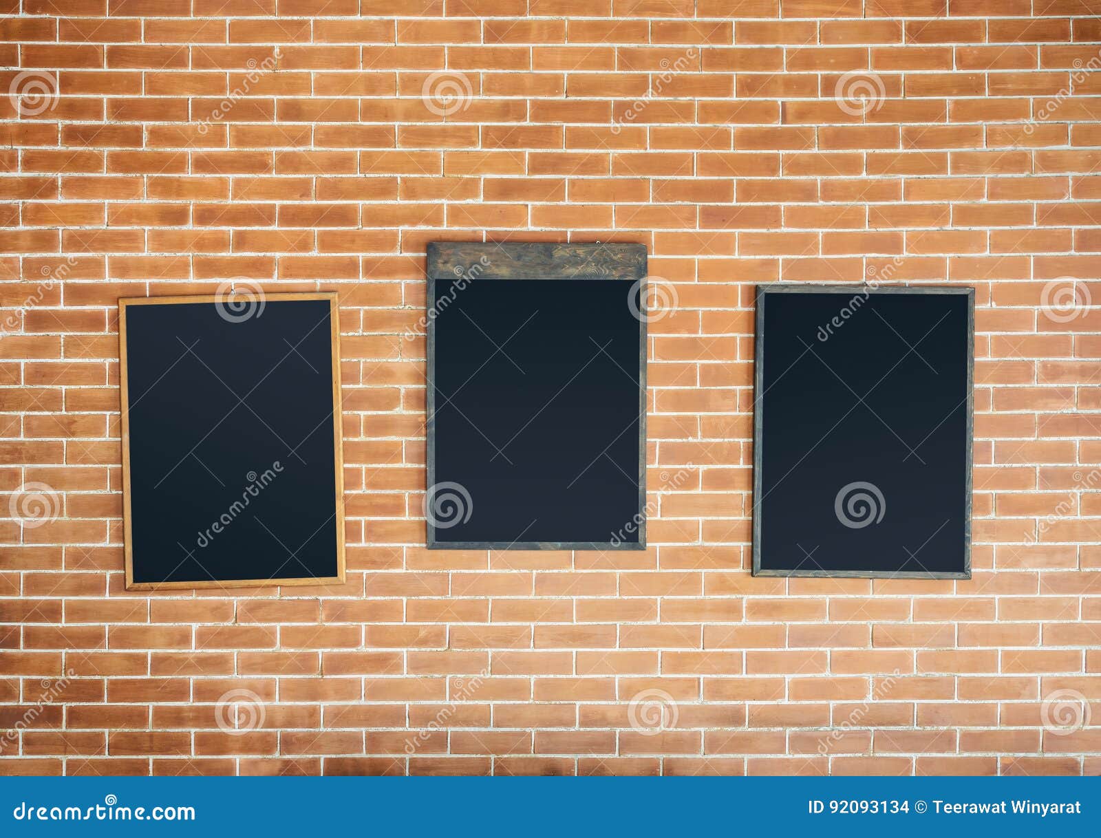 Chalkboards Menu Frame on Brick Wall Background Stock Photo - Image of ...
