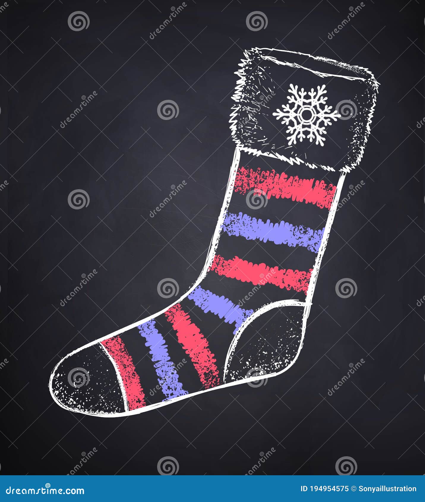 Chalked Striped Christmas Sock Stock Vector - Illustration of greeting ...