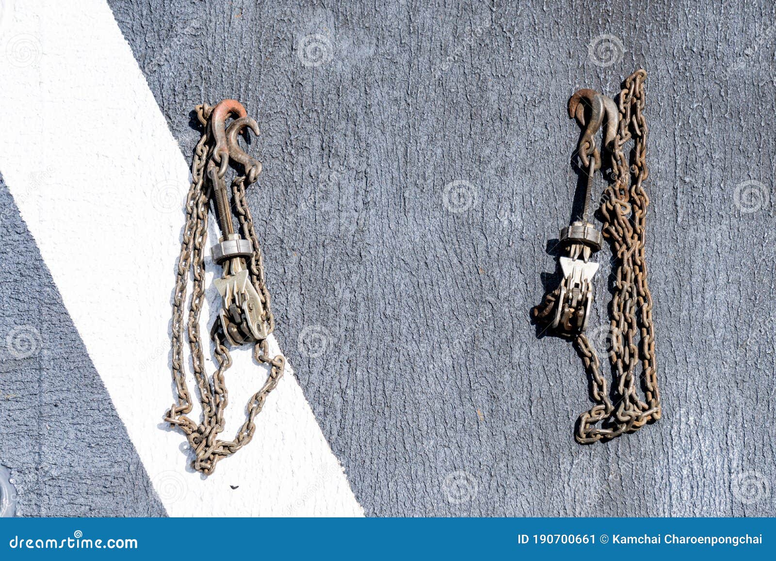 Chalks and Chains Use for Tie Down Helicopter and Aircraft To the ...