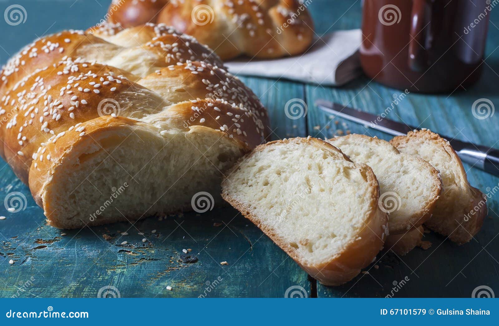 Challah Bread with Sesame Seeds Stock Image - Image of meal, fresh ...
