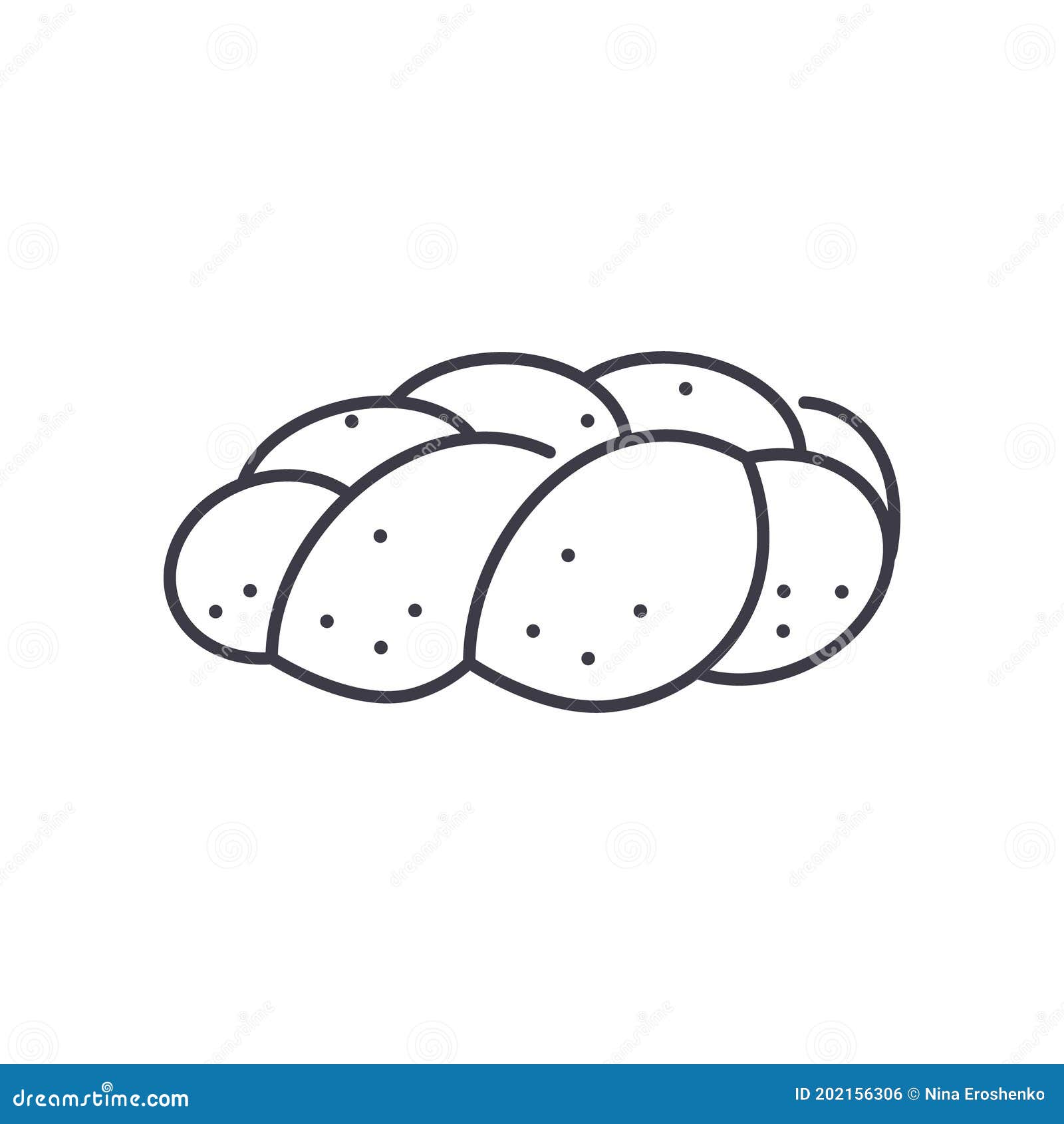 Challah Thin Line Icon. Jewish Pastry, Bread Loaf Symbol, Outline Style ...