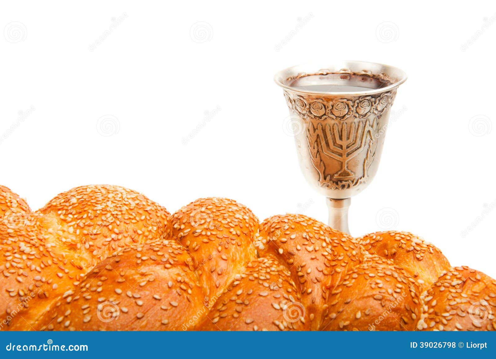 Challah and Kiddush cup stock photo. Image of braided - 39026798