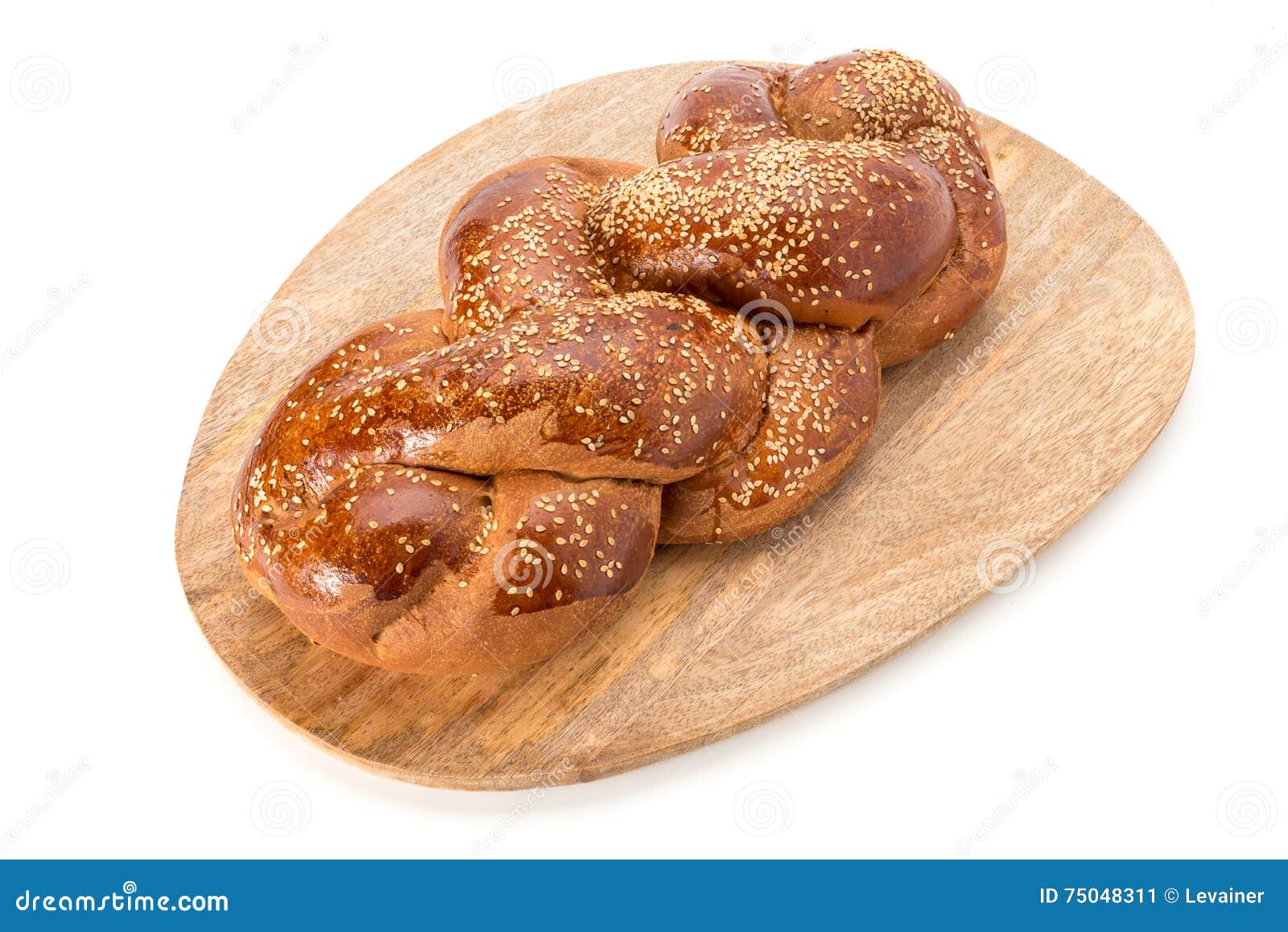 Challah on a wooden board stock image. Image of bread - 75048311
