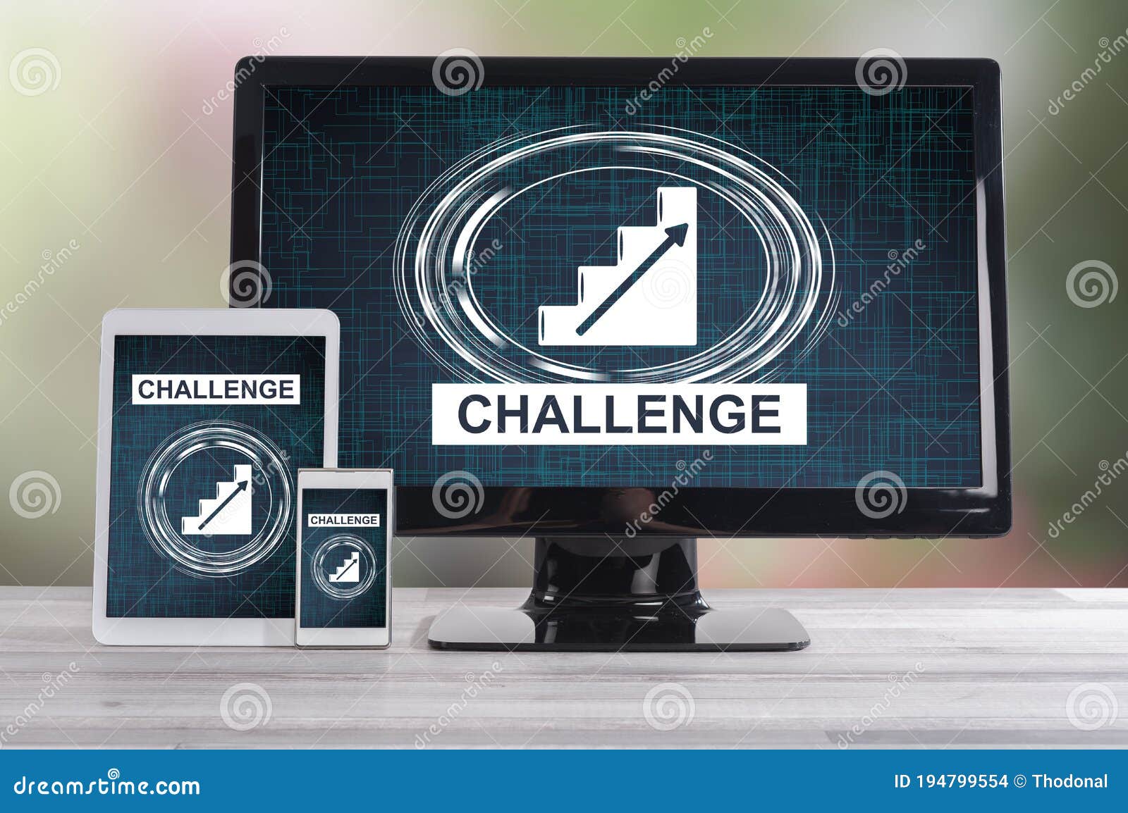 Challenge Concept on Different Devices Stock Photo - Image of strategy ...