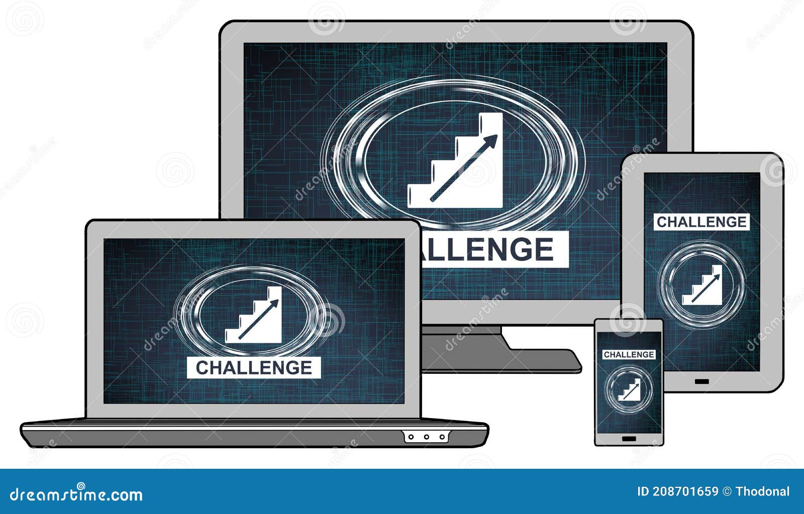 Challenge Concept on Different Devices Stock Image - Image of stair ...