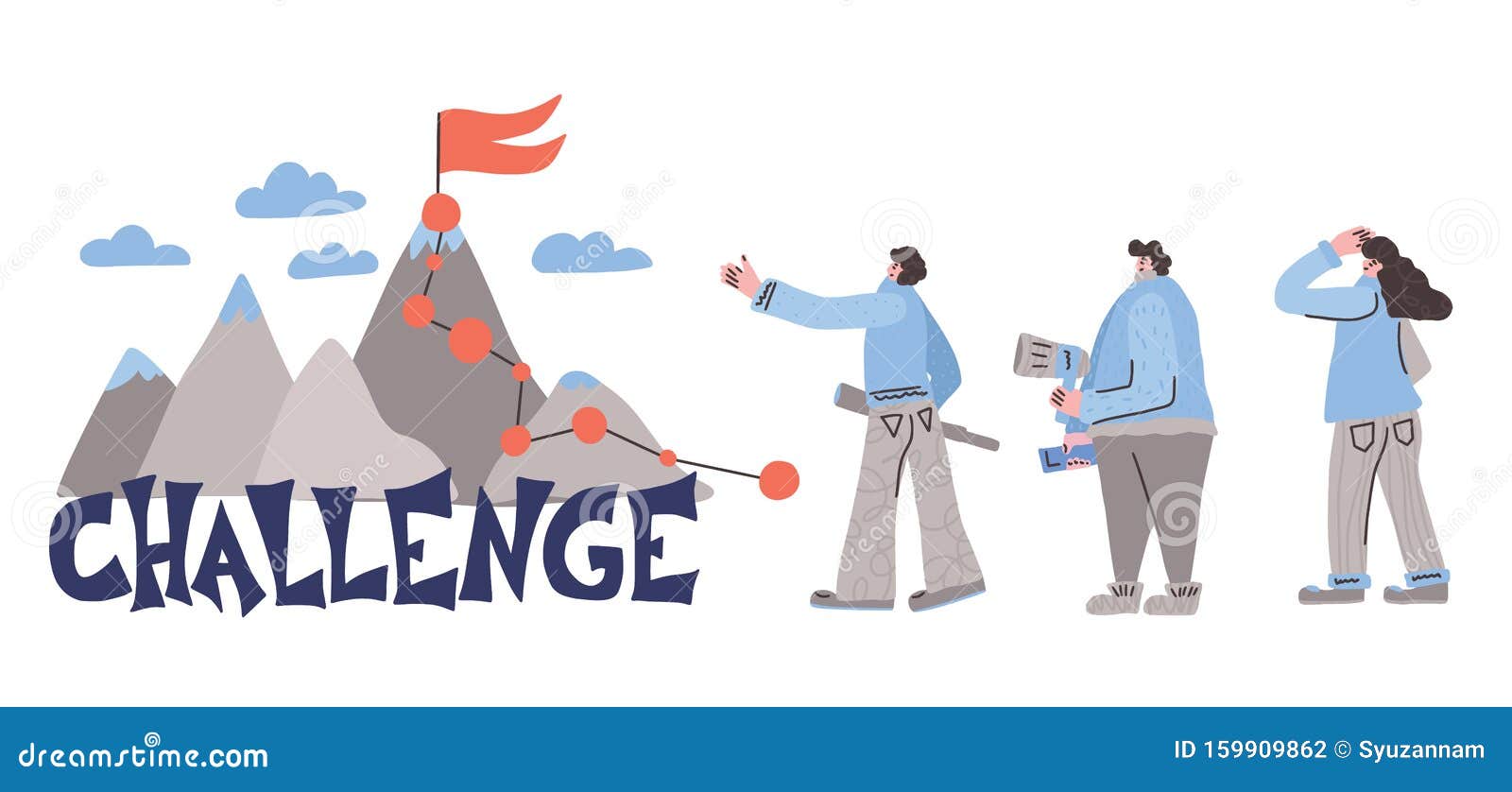 Challenge Concept. Vector Hand Drawn Doodle Hills Stock Vector ...