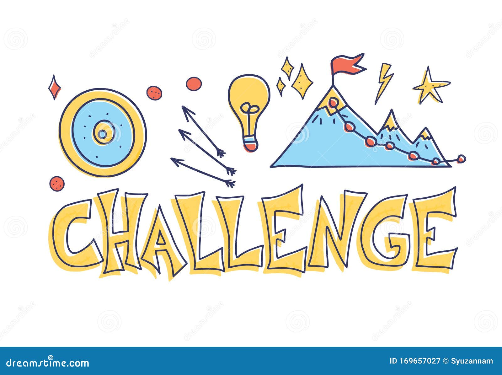 Challenge Stylized Text. Vector Hand Drawn Quote Stock Vector ...