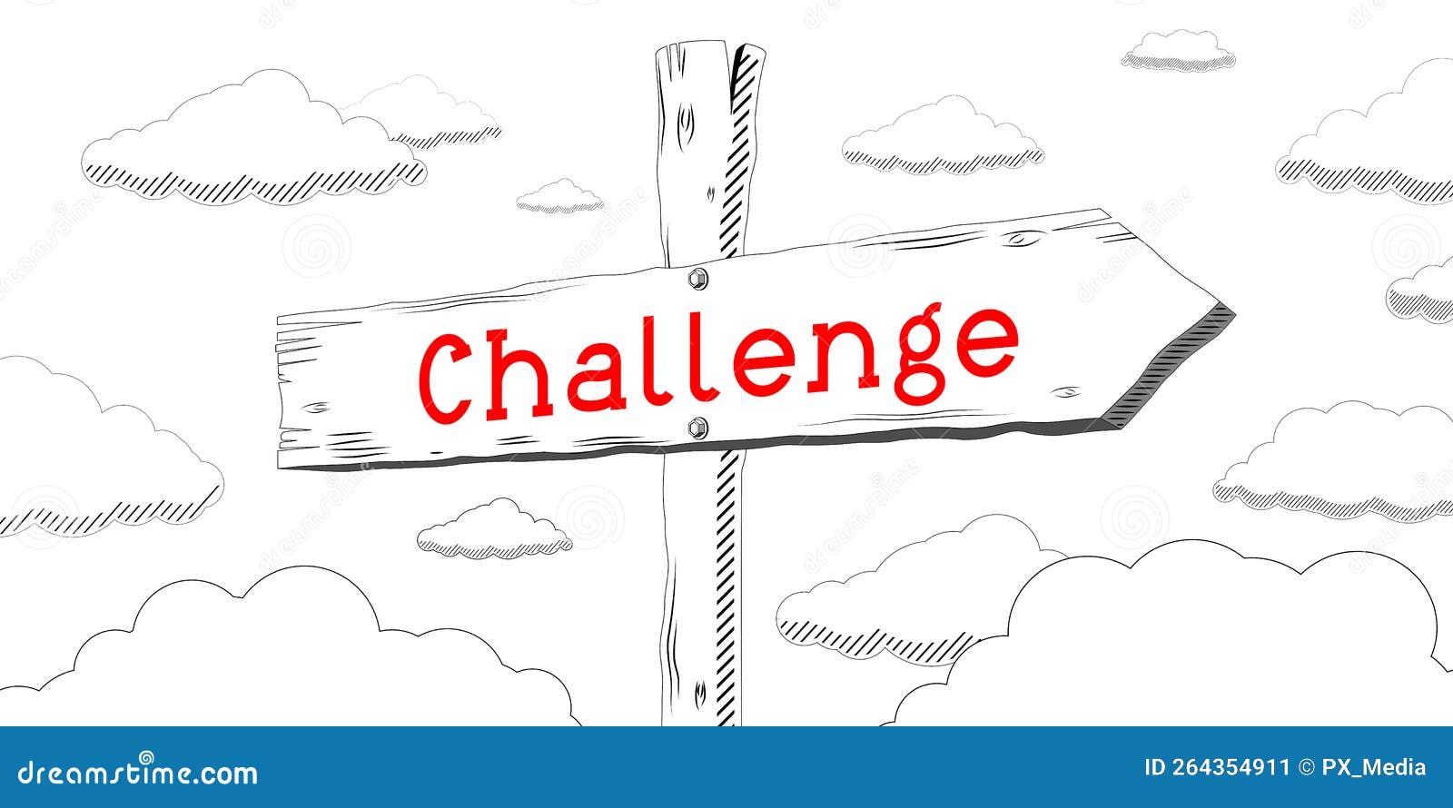 Challenge - Outline Signpost with One Arrow Stock Illustration ...