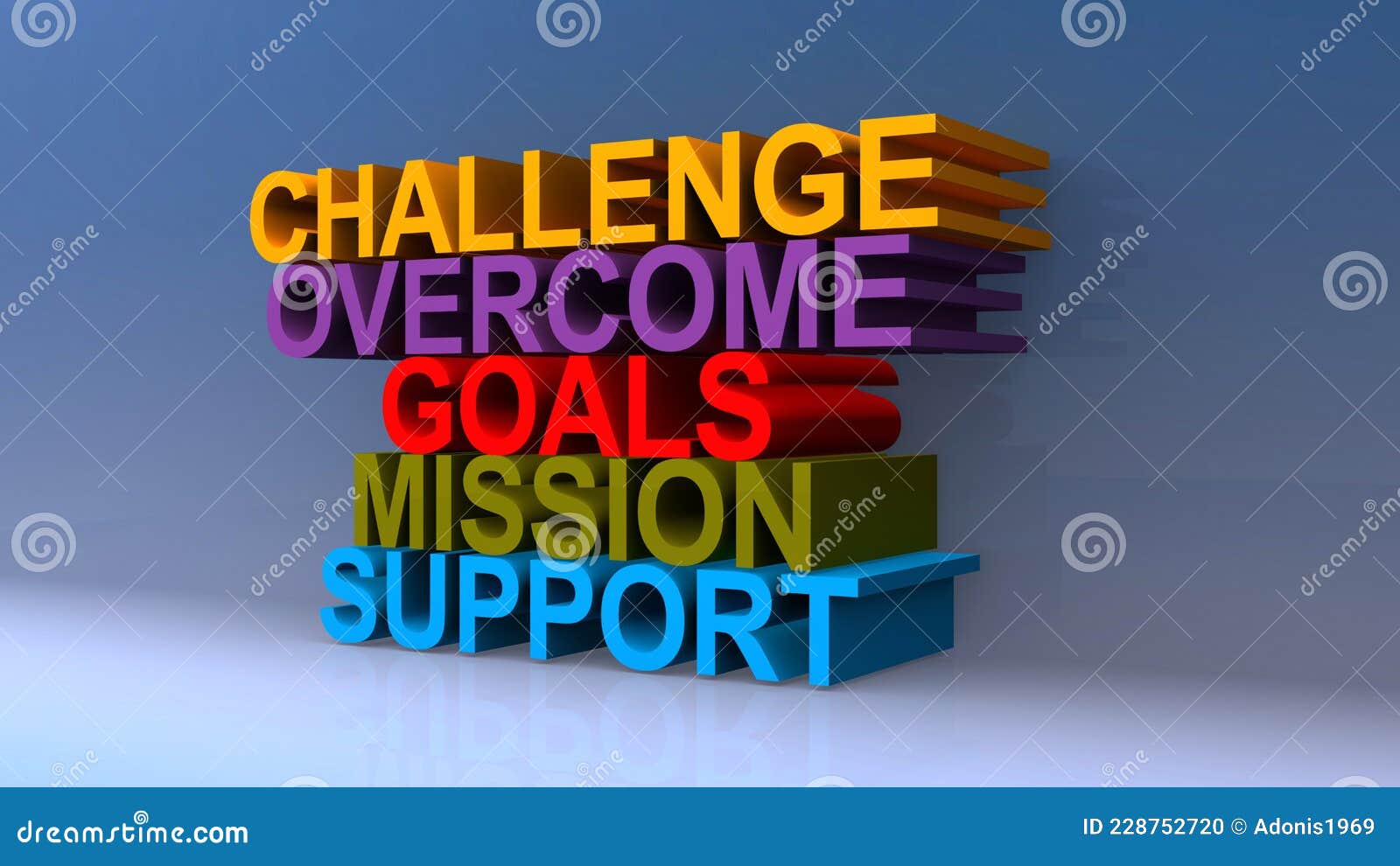 Challenge Overcome Goals Mission Support on Blue Stock Illustration ...