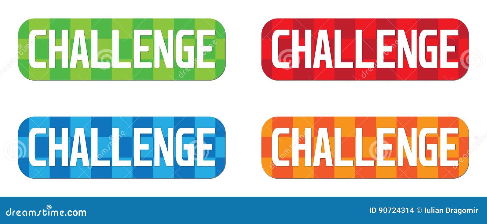 CHALLENGE Text, on Rectangle, Zig Zag Pattern Stamp Sign. Stock ...