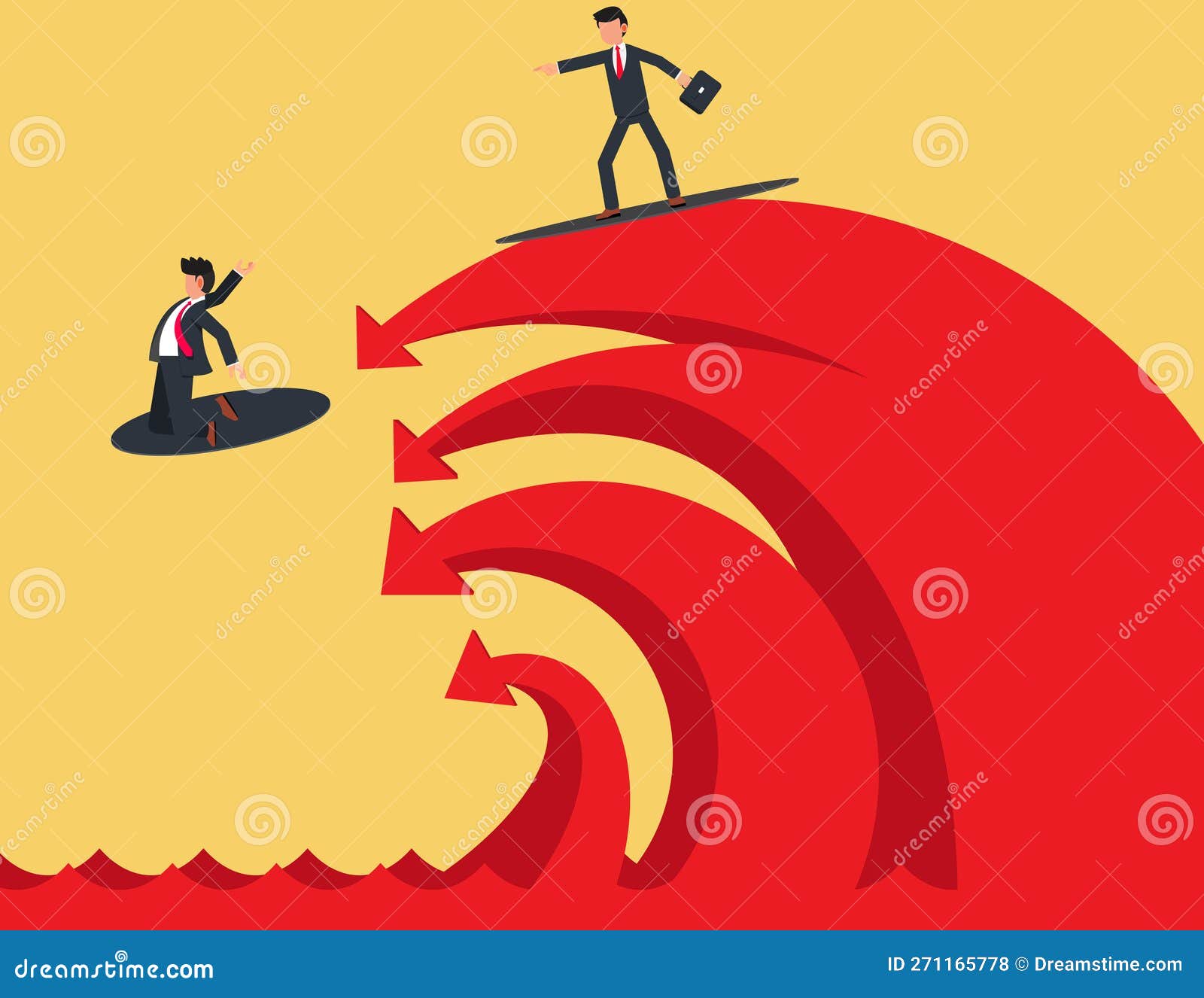 Challenge To Overcome Difficulty. Expert Two Businessman Surfing or ...