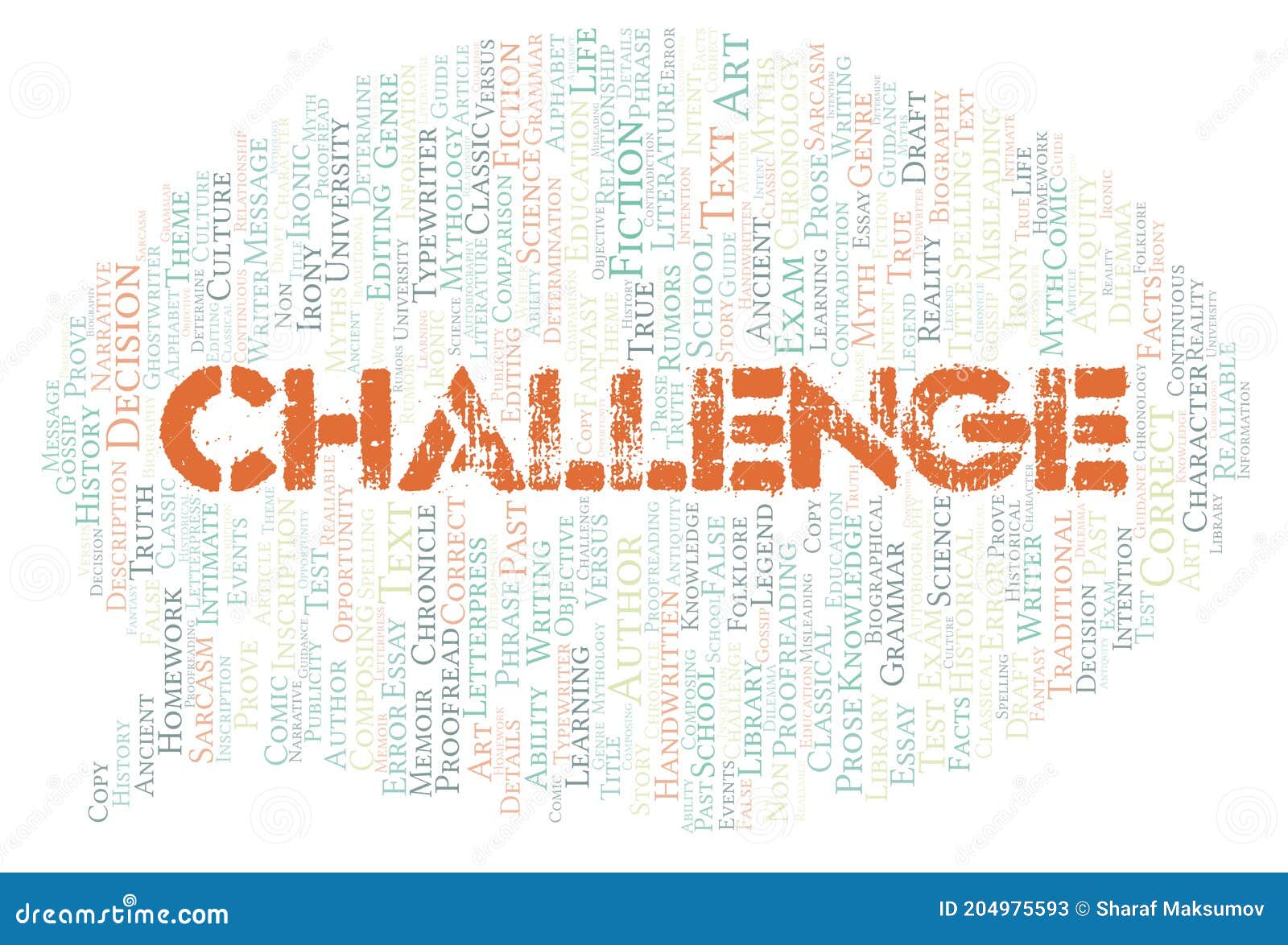 Challenge Typography Word Cloud Create with the Text only Stock ...