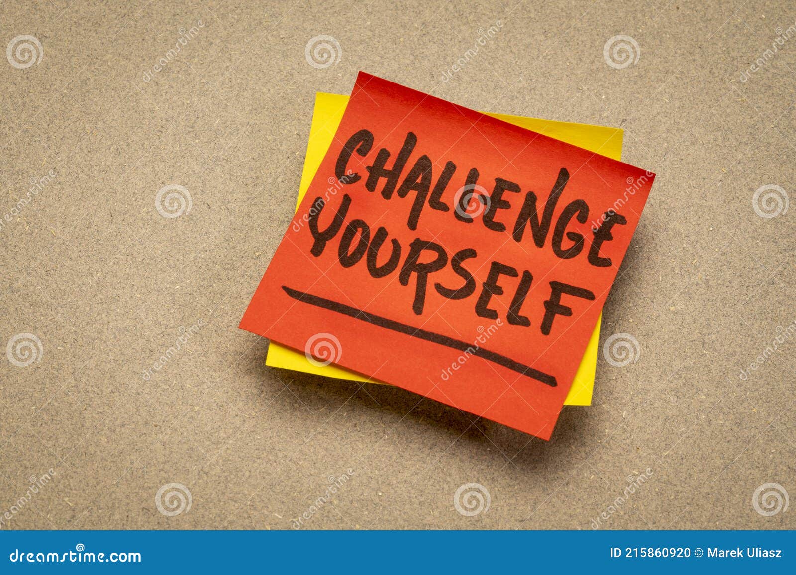 Challenge Yourself Reminder Note Stock Photo - Image of sticky ...
