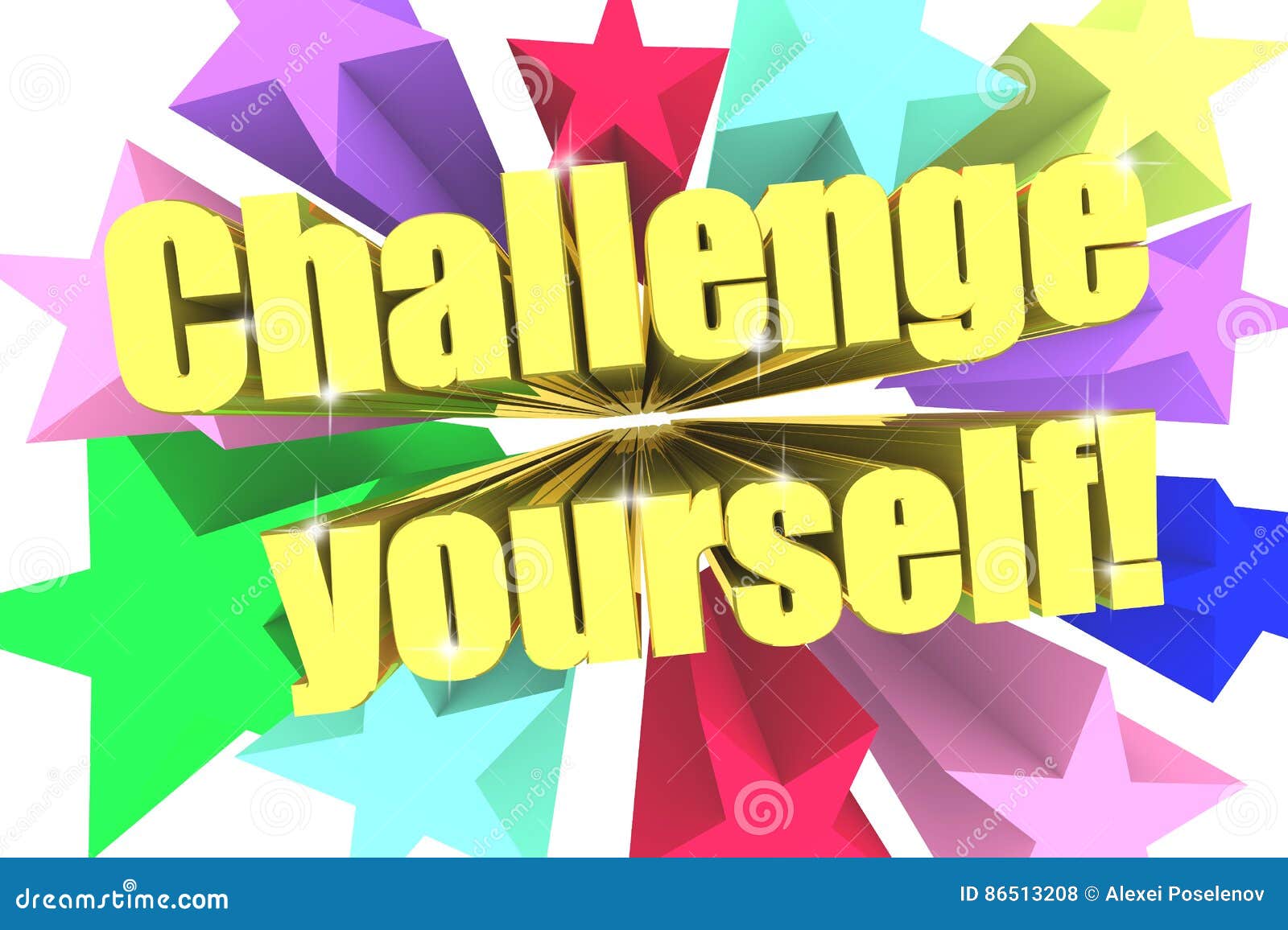 Challenge Yourself Slogan. Golden Text with Vivid Stars Stock ...
