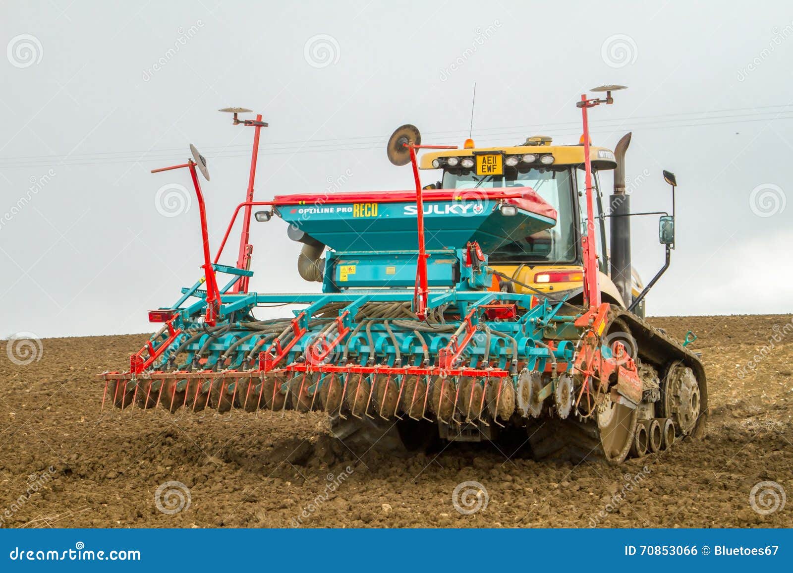 Challenger MT765C Tracked Tractor Drilling Seed in Field Editorial ...