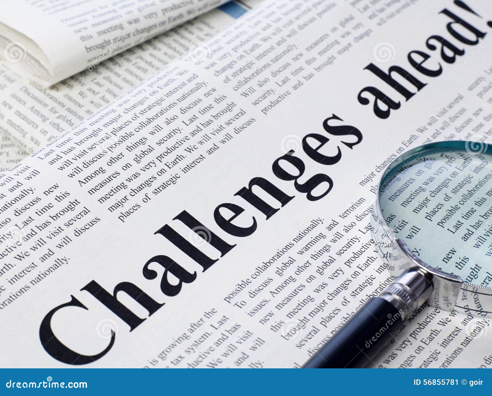 Challenges Ahead Headline in Newspaper Editorial Photo - Image of ...