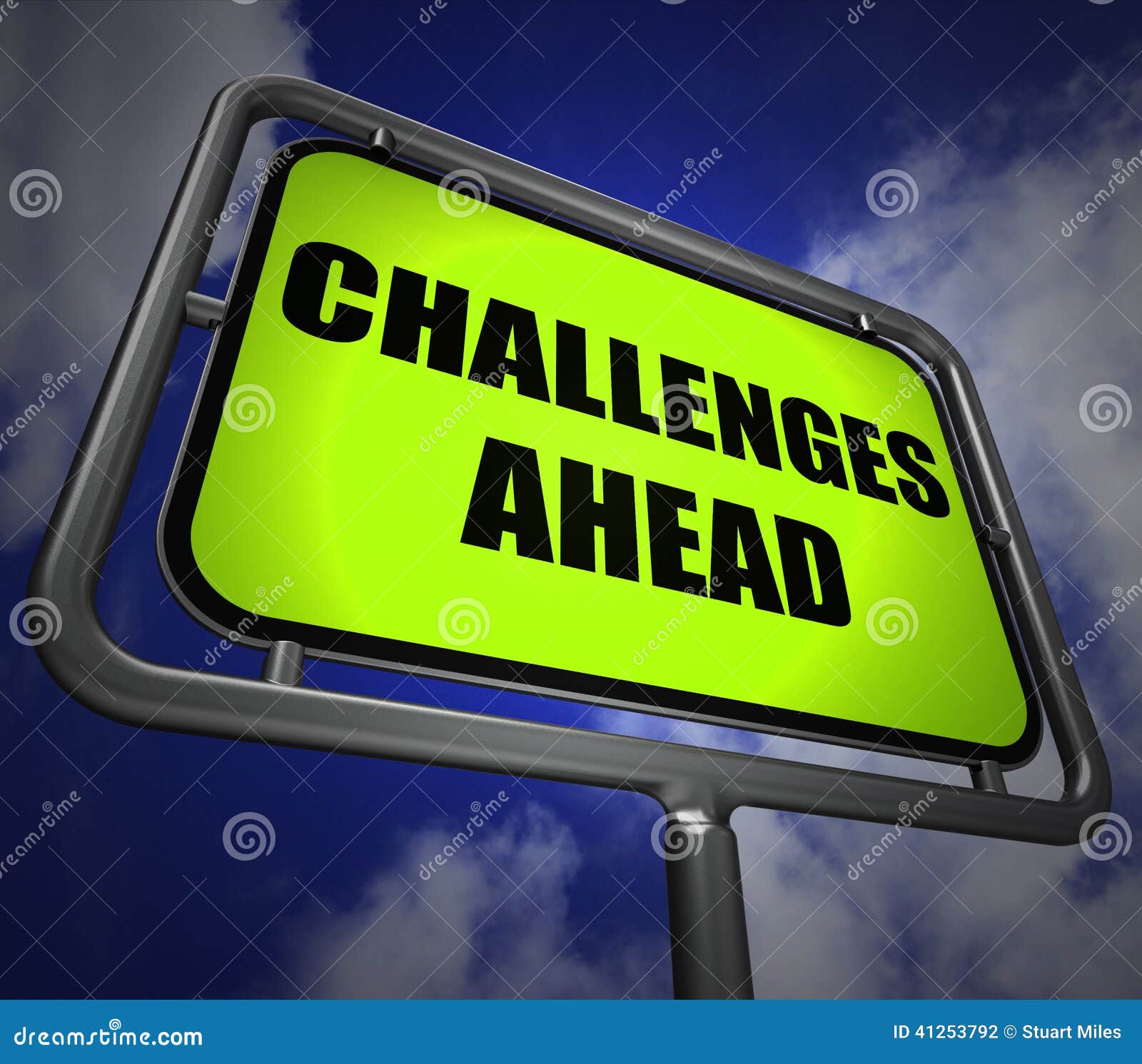 Challenges Ahead Signpost Shows To Overcome a Challenge or Difficulty ... Challenges Ahead Signpost Shows To Overcome a Challenge or Difficulty ...