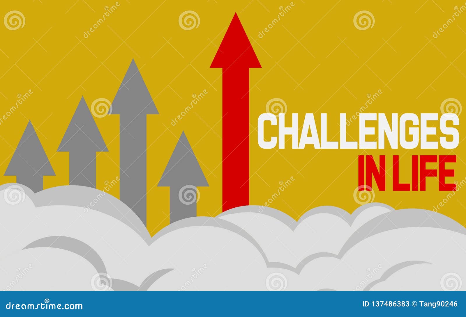 Challenges in Life Concept. Arrows Moving Up in the Sky Stock ...