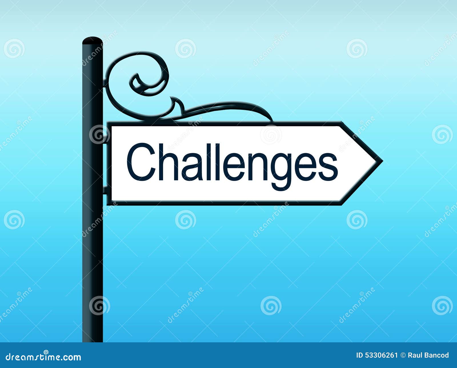 Challenges Ornate Road Sign Stock Illustration - Illustration of battle ...