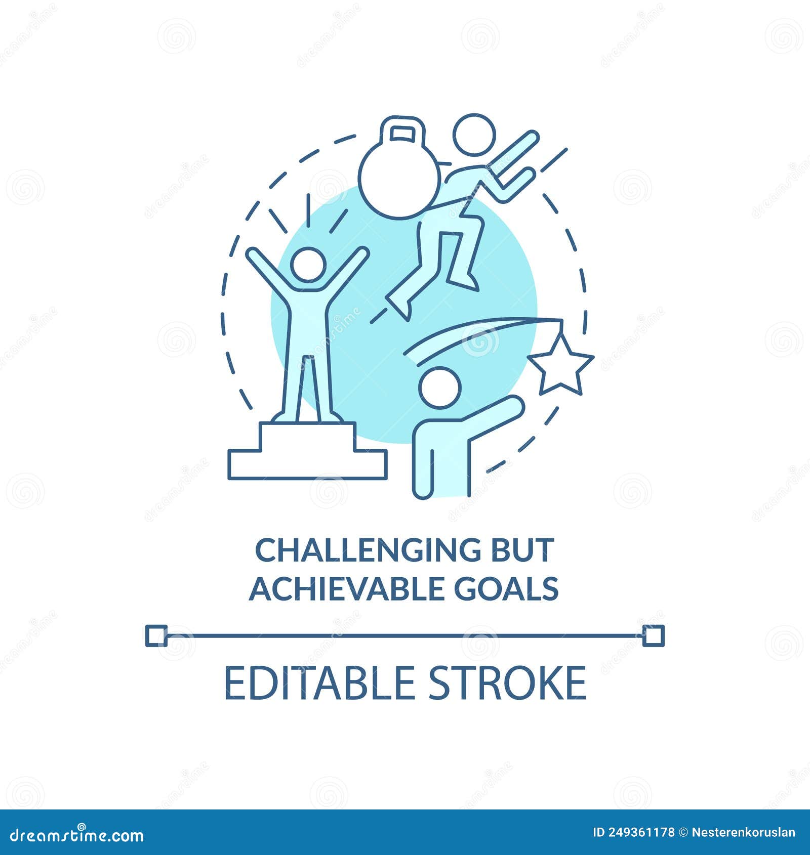 Challenging but Achievable Goals Turquoise Concept Icon Stock Vector ...