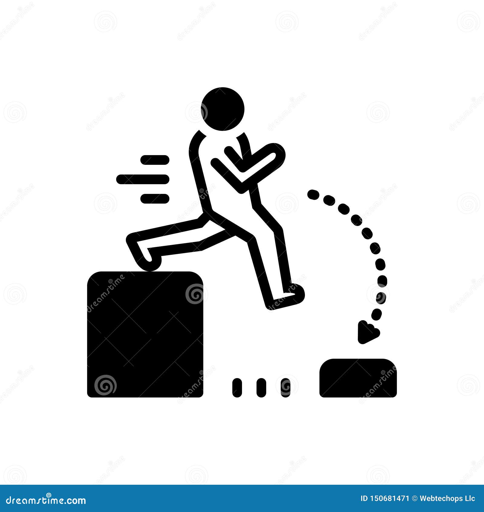 Black Solid Icon for Challenging, Outdare and Jump Stock Vector ...