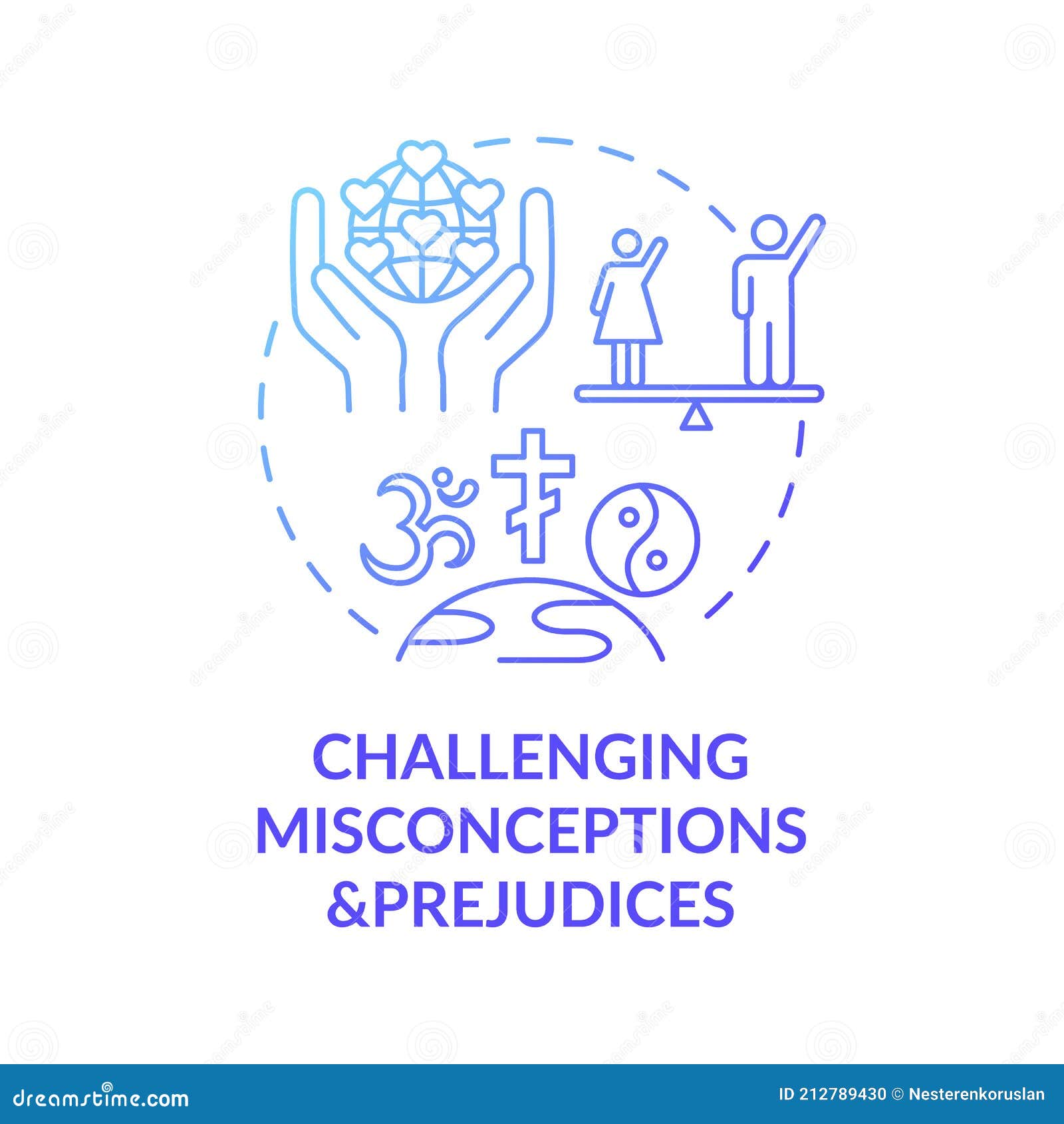 Challenging Misconceptions and Prejudices Blue Gradient Concept Icon ...