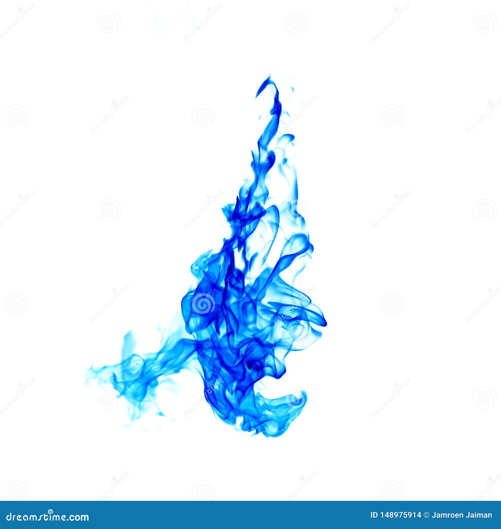 Chama Azul Isolada No Fundo Branco Com Parte De Grampeamento Foto de ...