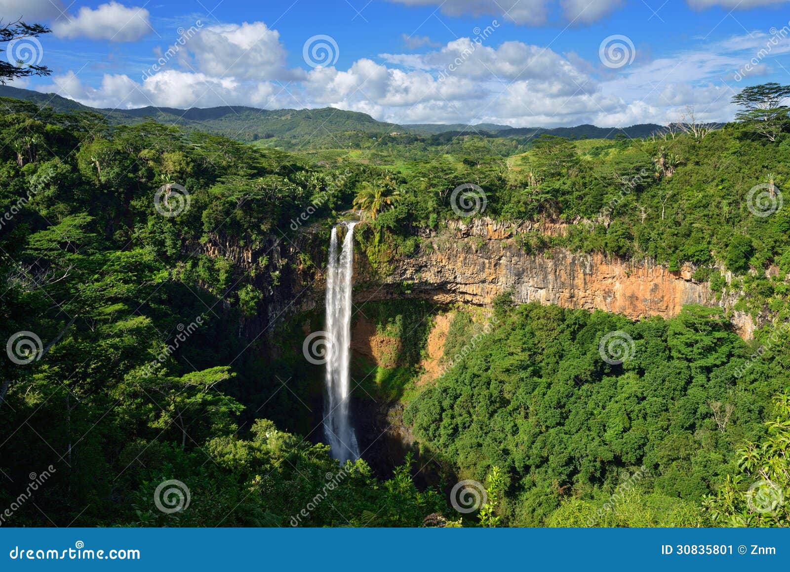 Chamarel falls stock image. Image of mauritius, tropical - 30835801