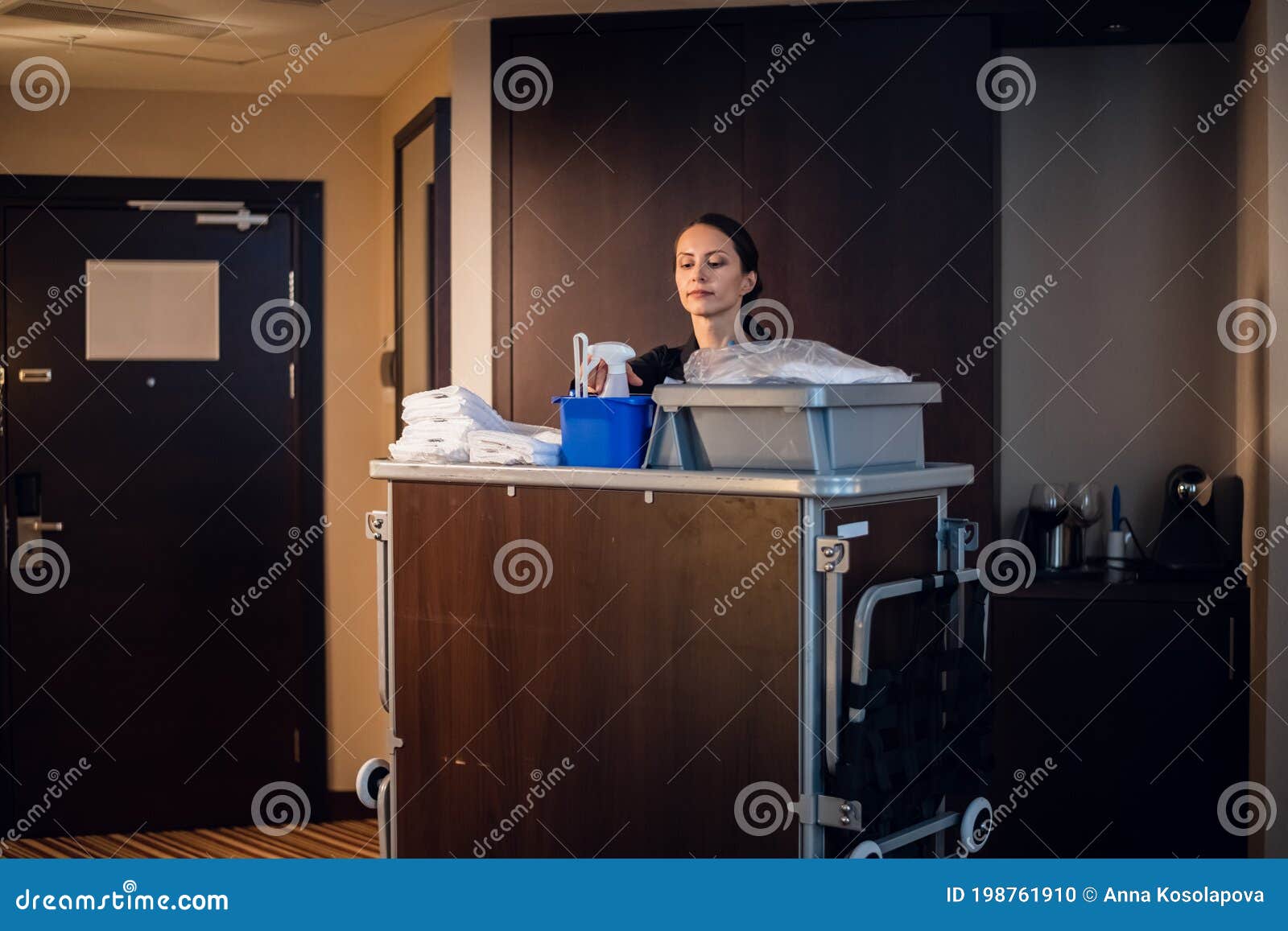 Chamber Maid Working and Looking at Camera Stock Photo - Image of ...