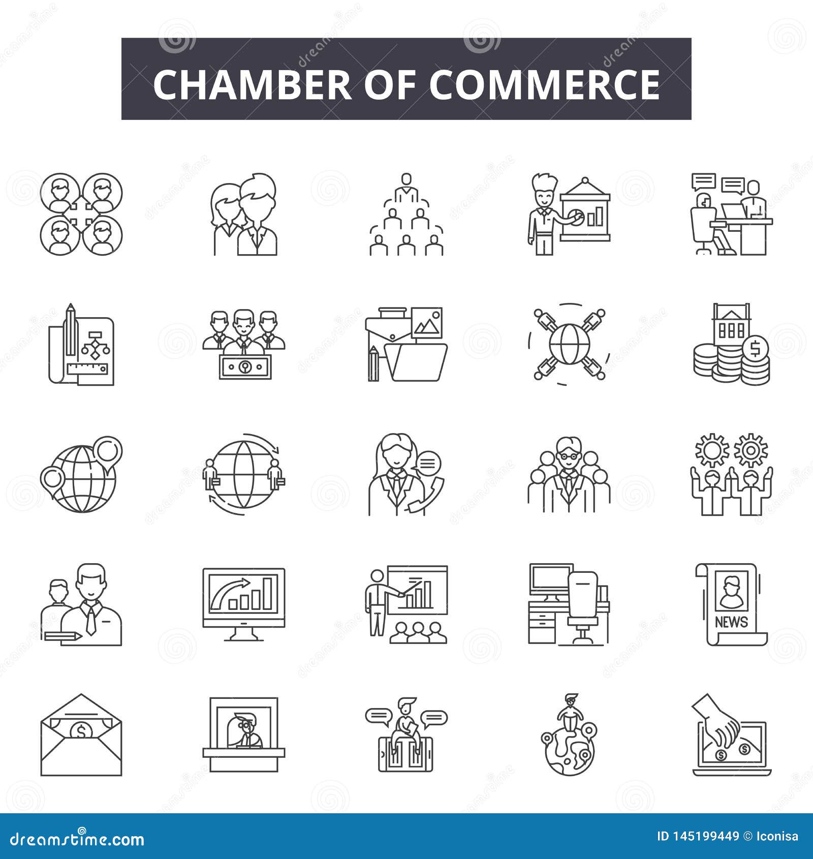 Chambers of Commerce Line Icons, Signs, Vector Set, Outline ...