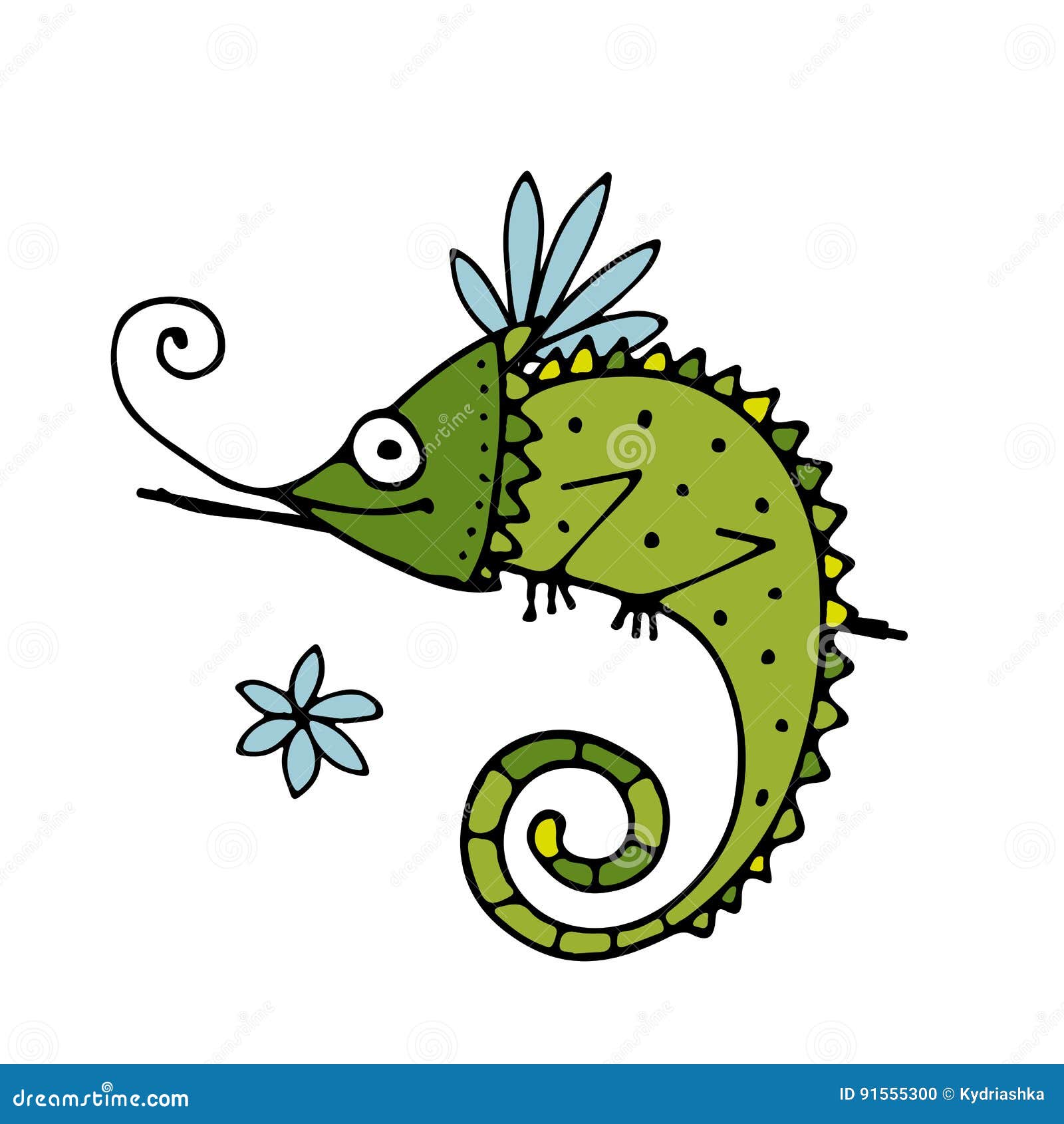 Chameleon Cartoon, Sketch for Your Design Stock Vector - Illustration ...