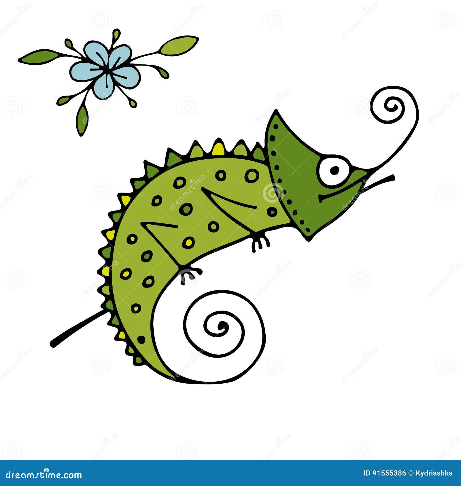 Chameleon Cartoon, Sketch for Your Design Stock Vector - Illustration ...