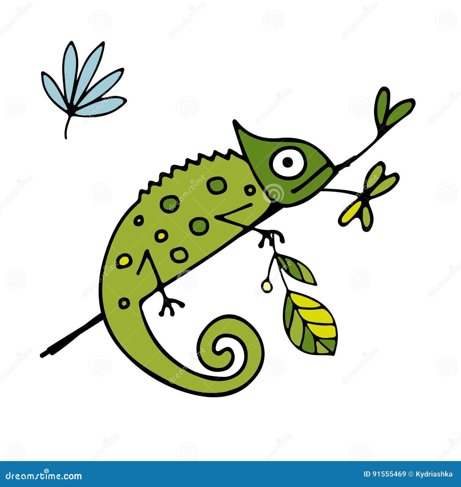 Chameleon Cartoon, Sketch for Your Design Stock Vector - Illustration ...