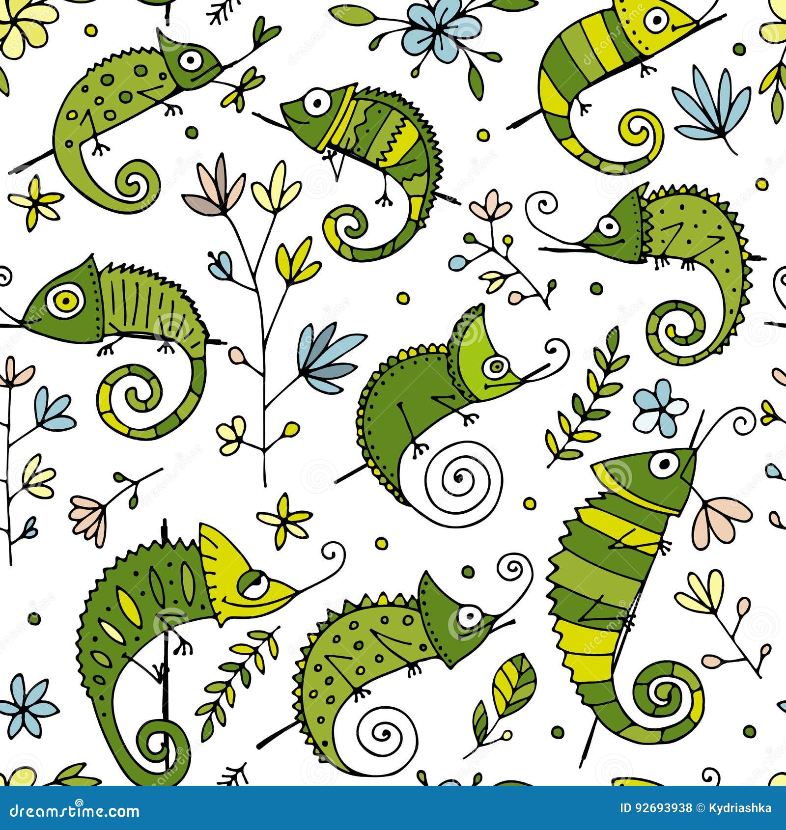 Chameleon Collection, Seamless Pattern for Your Design Stock Vector ...